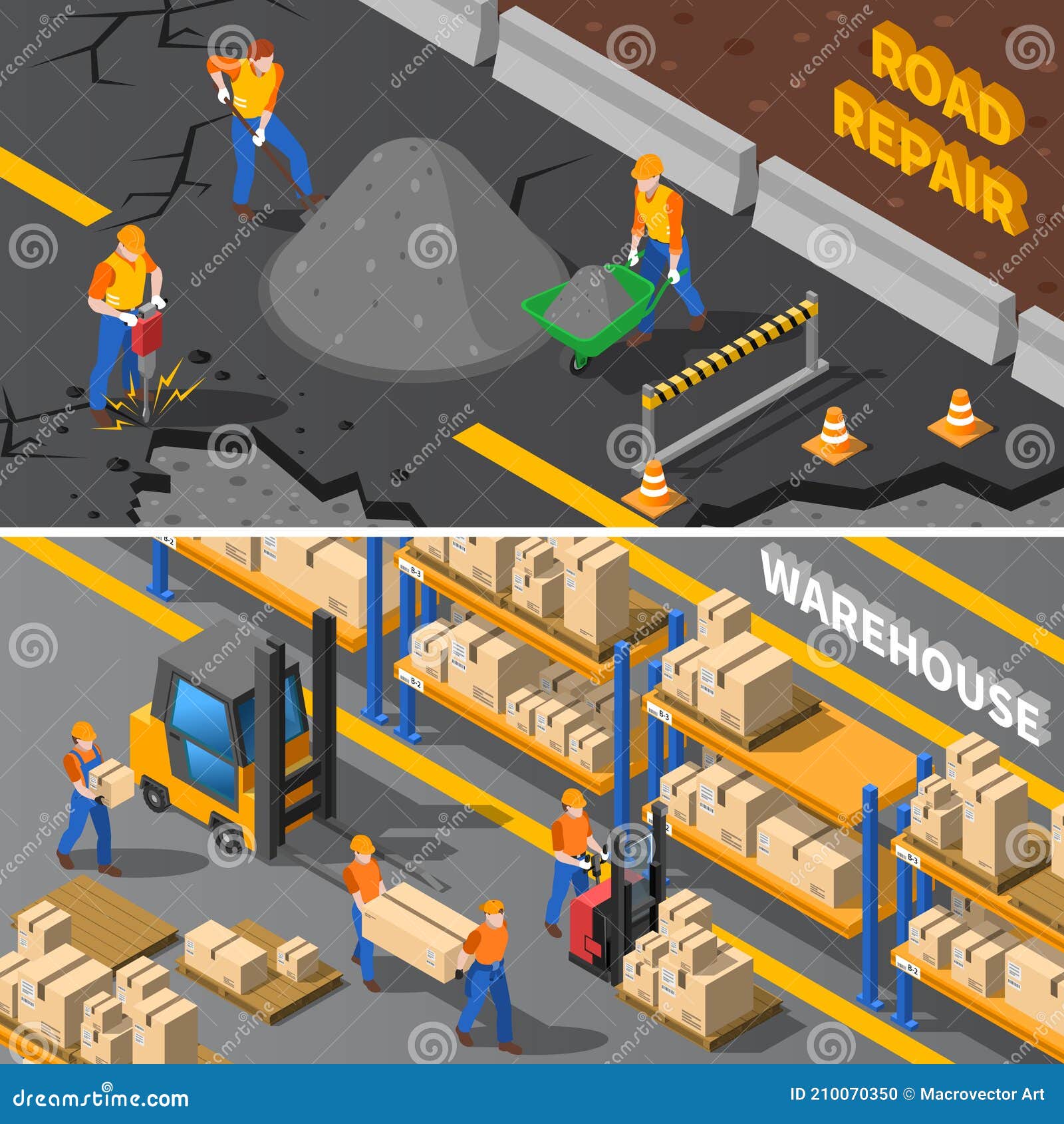 Workers Isometric. Builders In Uniform Different Construction Machines ... Workers Isometric. Builders In Uniform Different Construction Machines ...