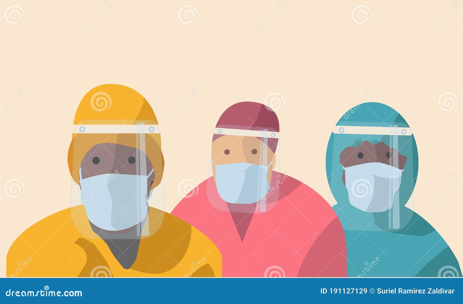 Workers with Jackets, Face Mask and Face Shield Protection Icons Stock ...