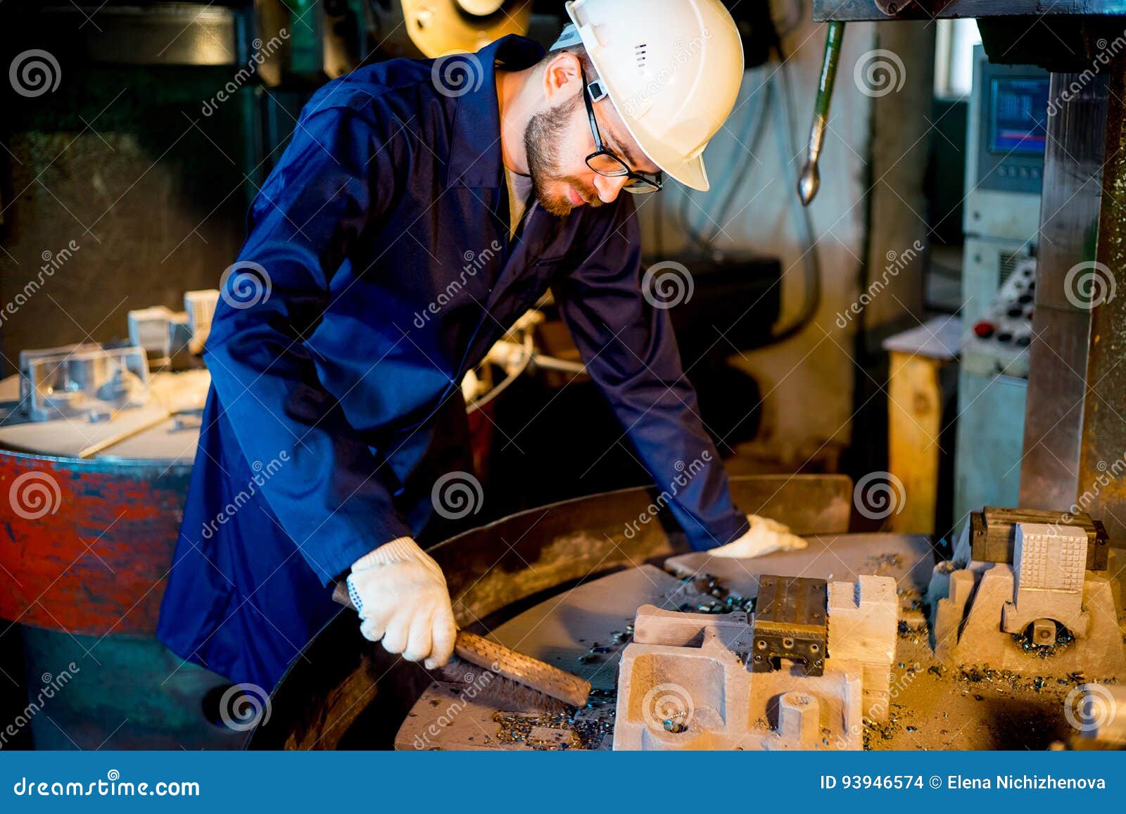 Workers with lathe stock photo. Image of mechanical, operator - 93946574