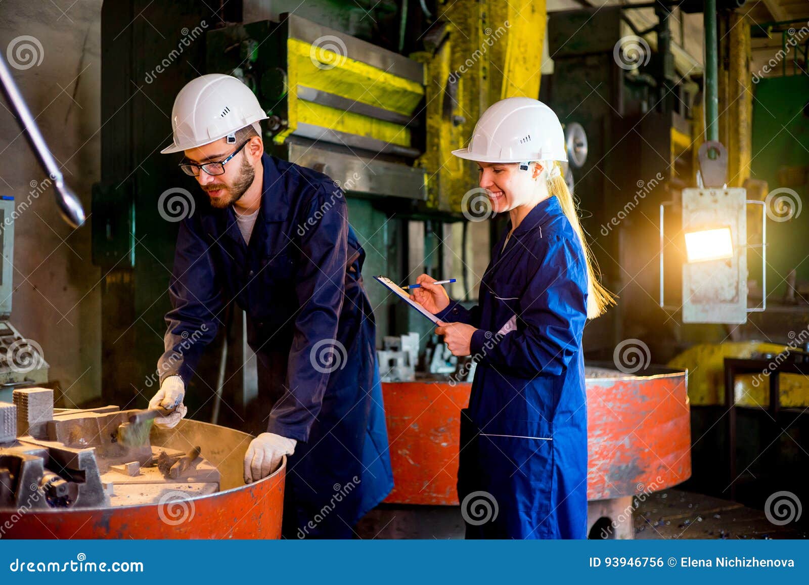 Workers with lathe stock photo. Image of machine, mechanic - 93946756