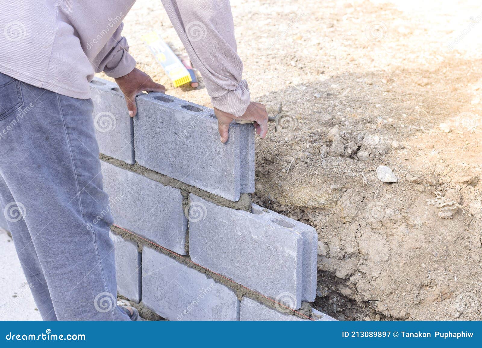 Workers are Laying Blocks of Bricks Stock Image - Image of level, build ...