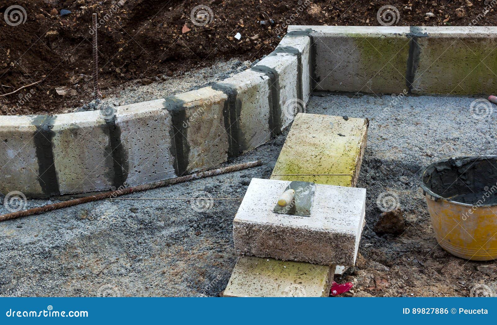 Workers Laying Concrete Curbs Stock Photo - Image of outdoors, cement ...
