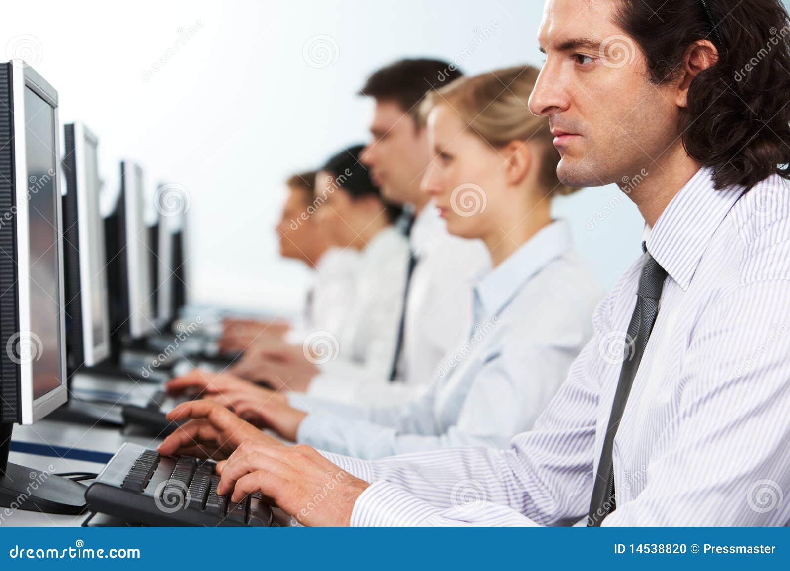 Workers in line stock photo. Image of collar, monitor - 14538820