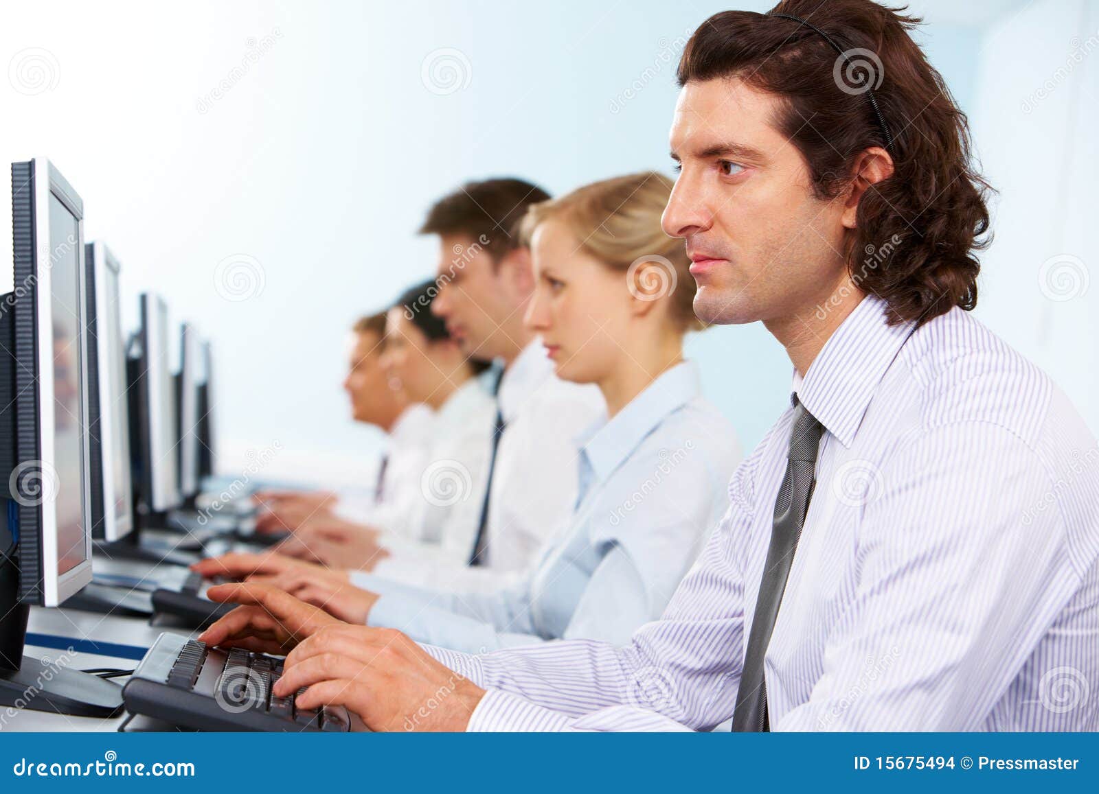 Workers in line stock photo. Image of class, indoor, group - 15675494