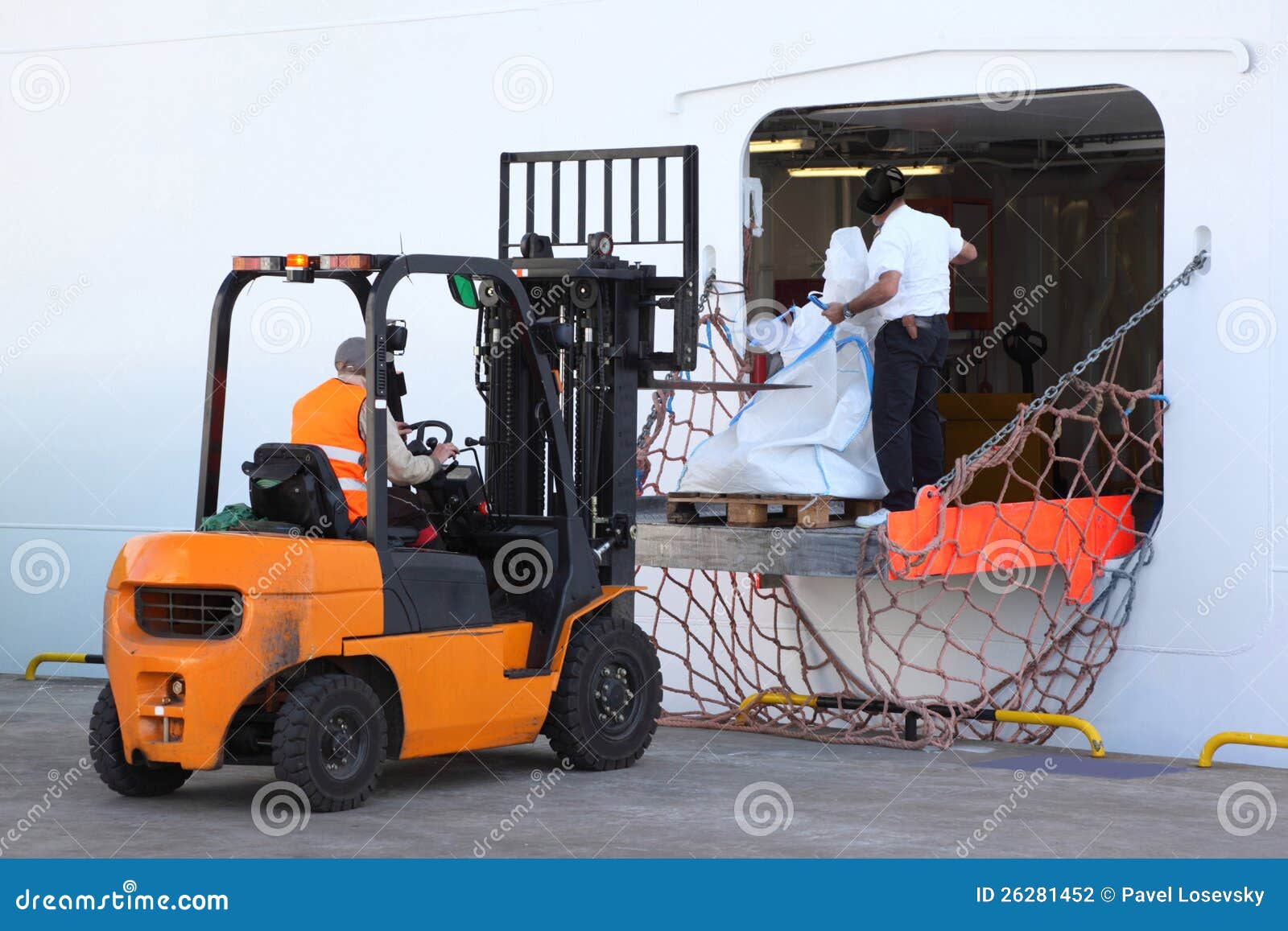Workers Load Bags on Passenger Cruise Ship Stock Photo - Image of ...