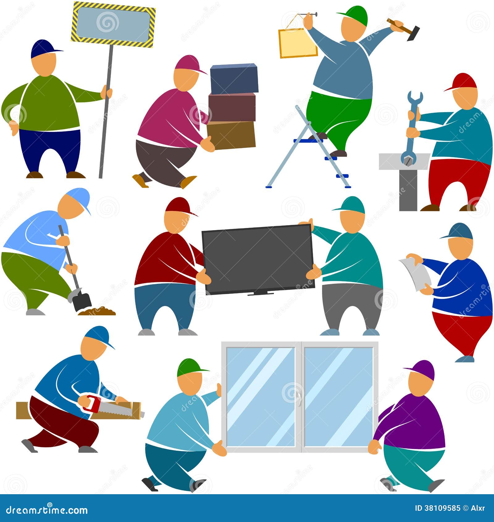 Workers Loaders Stands Objects Stock Vector - Illustration of ...