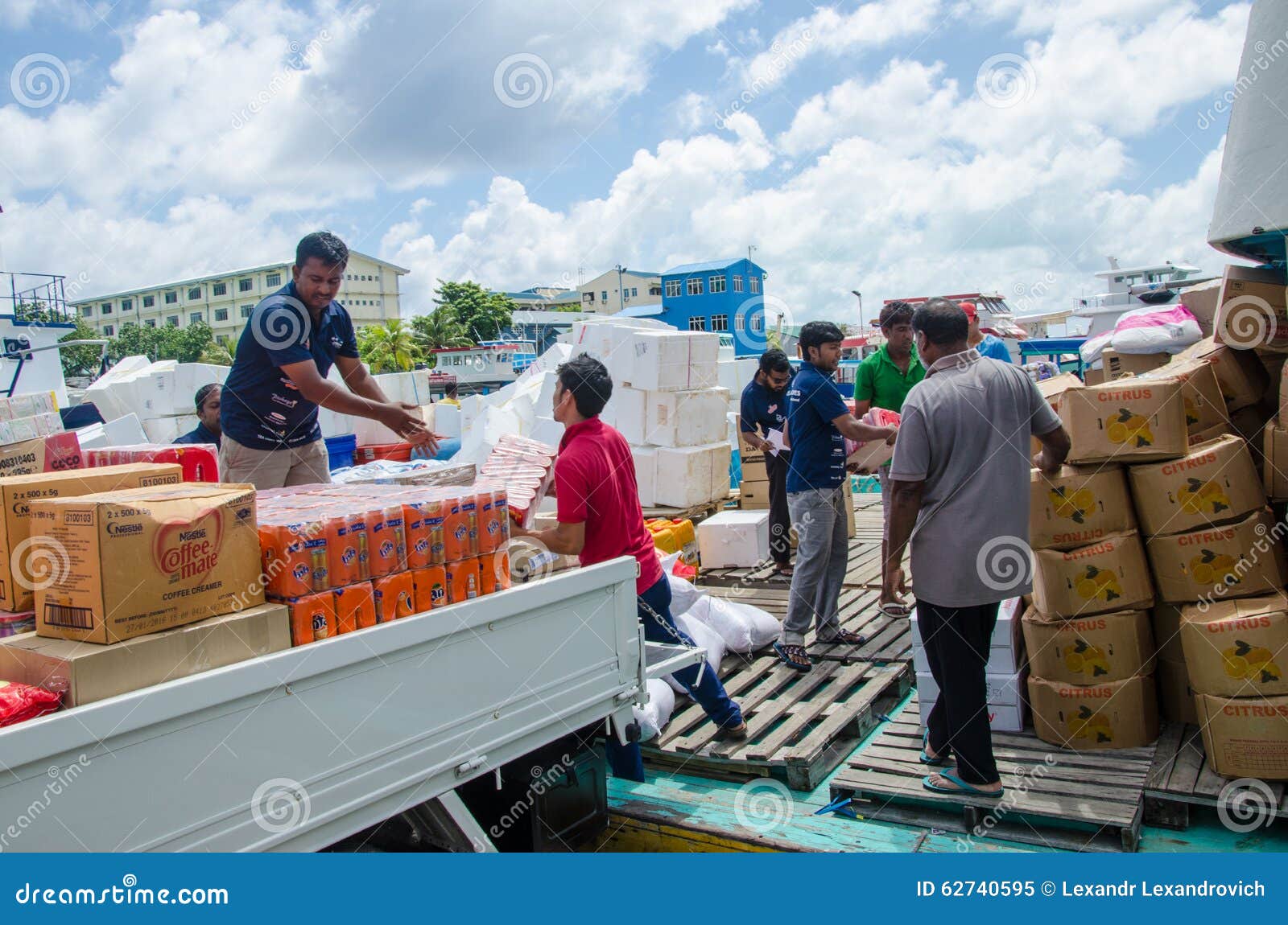 Workers Loading Goods in Supply Boat Editorial Image - Image of ...