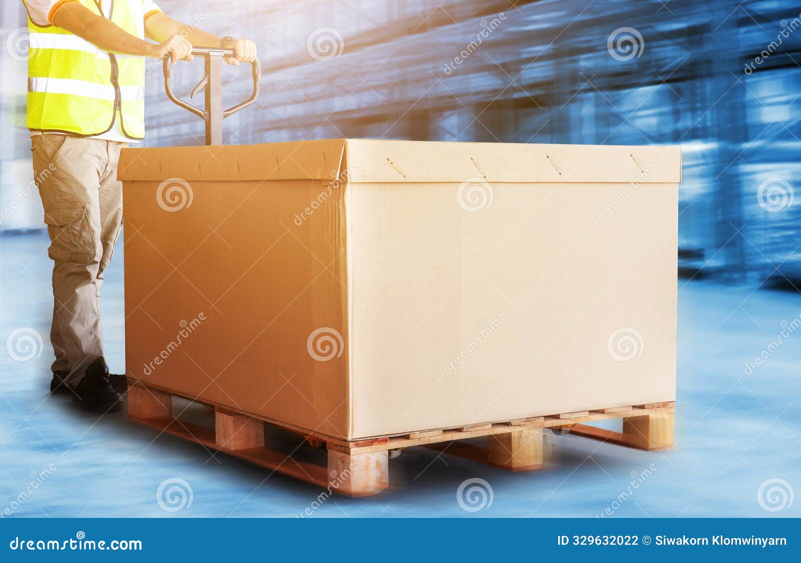 Workers Loading a Package Boxes in Warehouse. Cartons, Cardboard Boxes ...