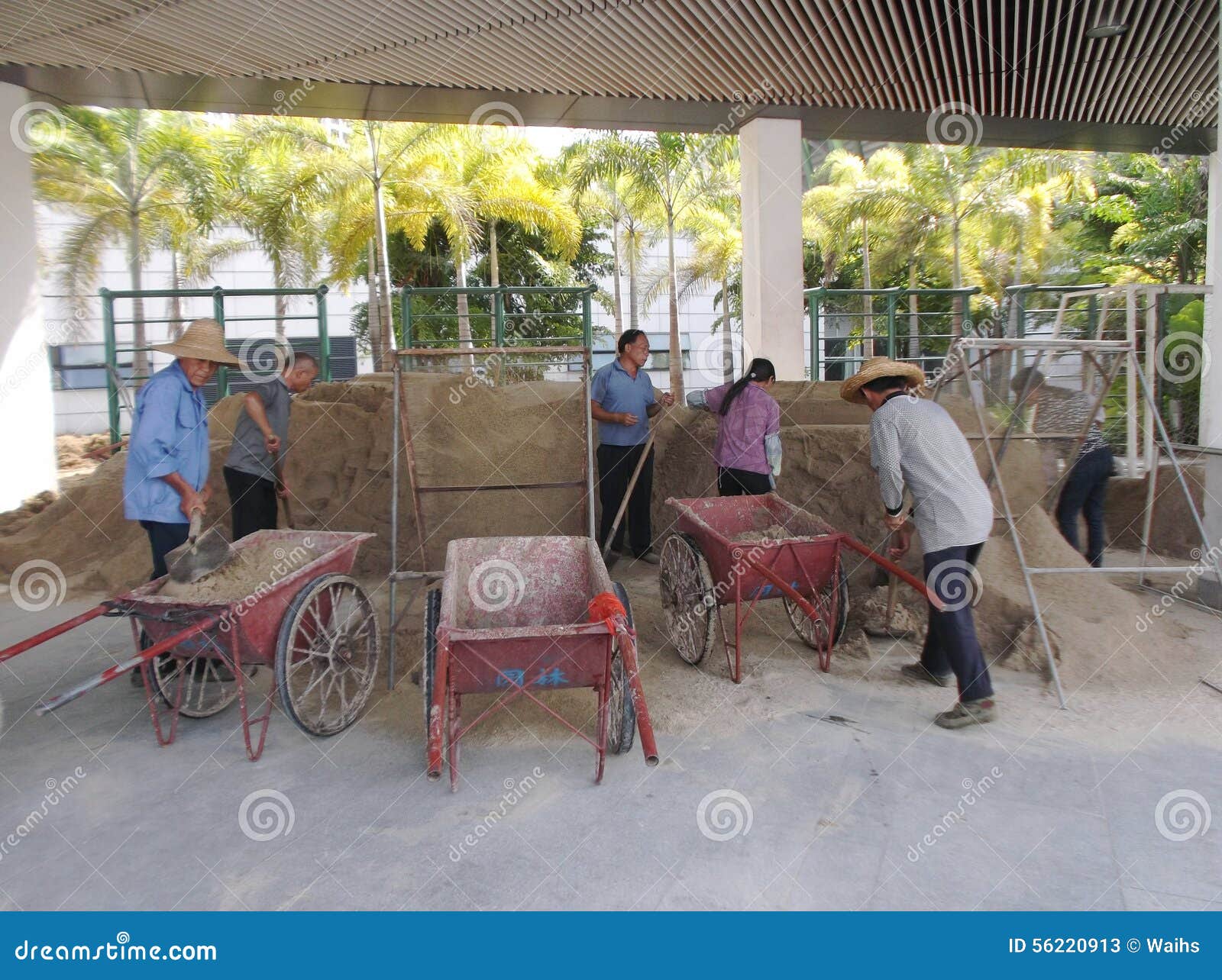 The Workers are Loading the Sand Editorial Stock Photo - Image of china ...
