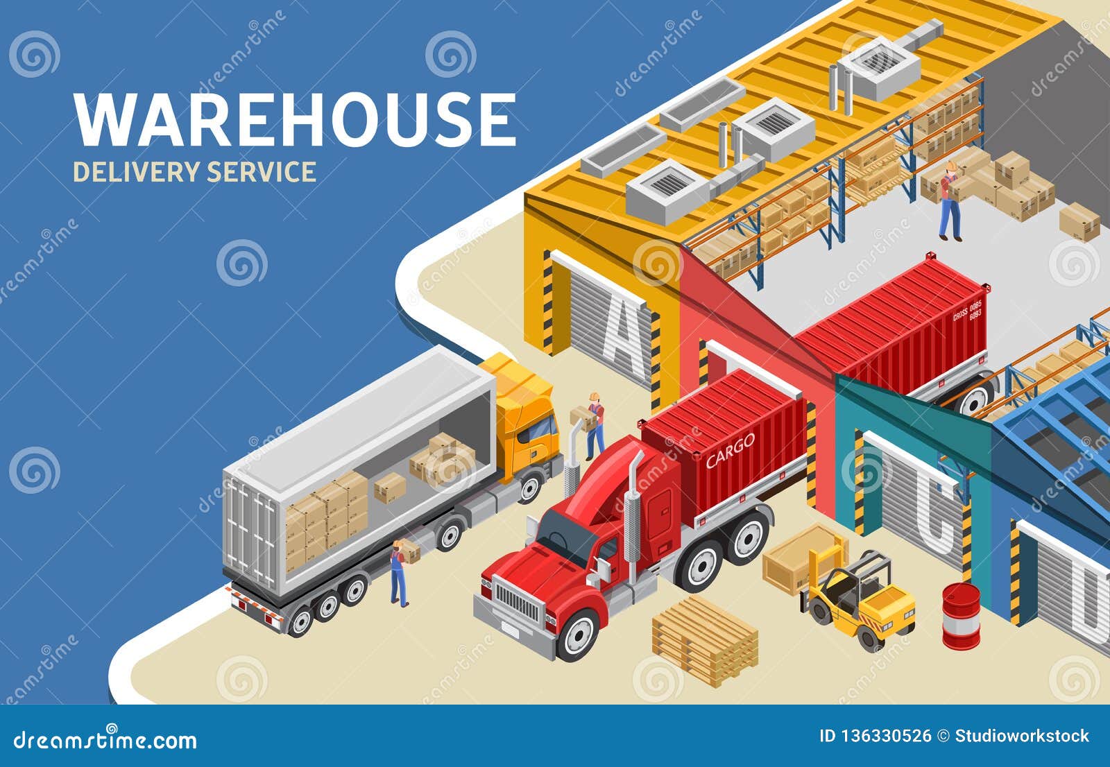 Workers Loading Things On The Warehouse Concept On A Smart Logistics ...