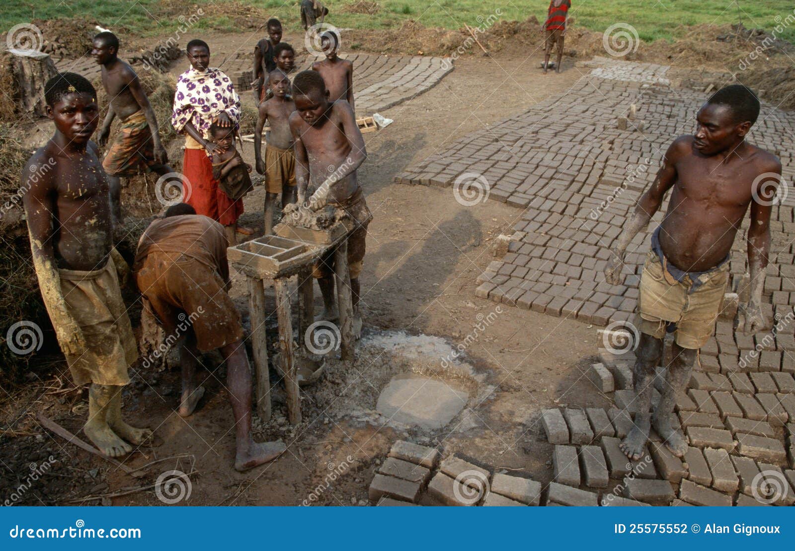Workers Making Bricks in Rwanda. Editorial Photography - Image of ...