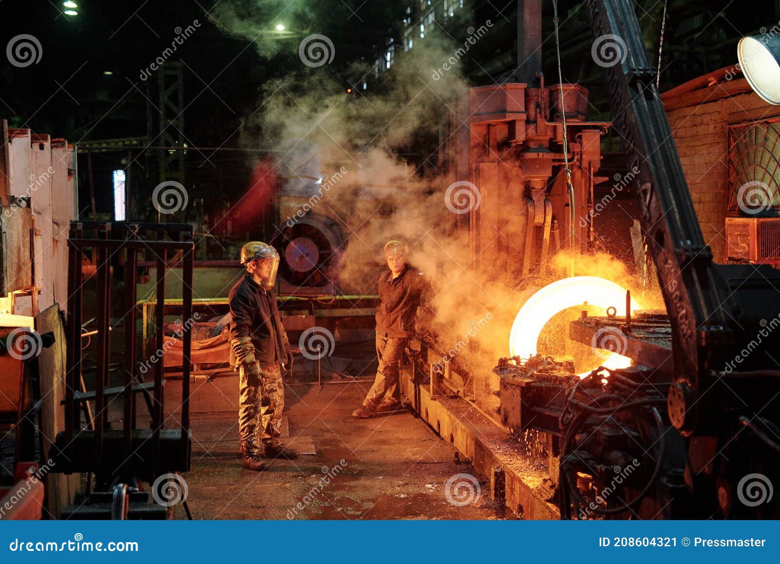 Workers in Metal Fabrication Plant Stock Image - Image of liquid, metal ...