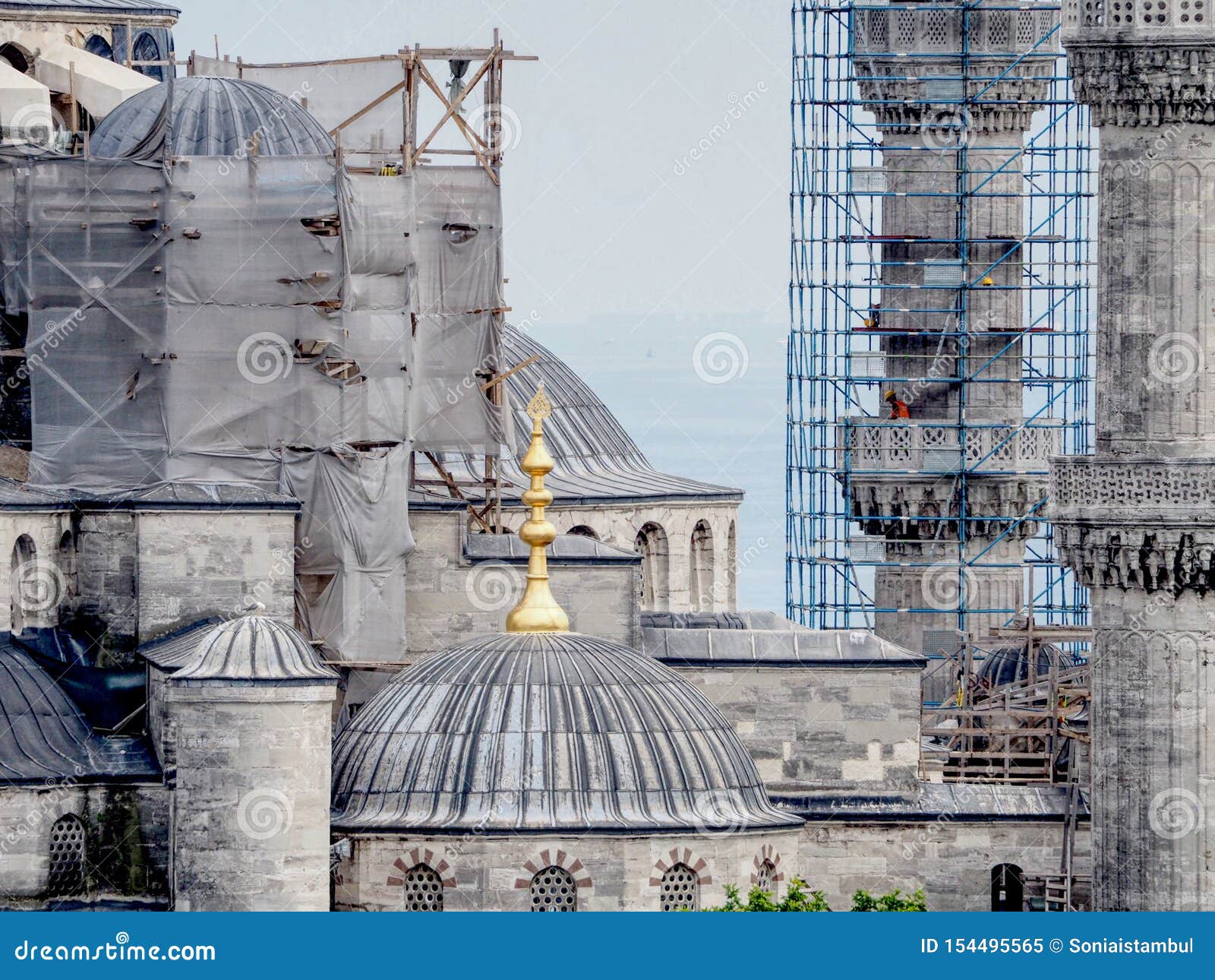 Blue Mosque in restoration editorial image. Image of framework - 154495565