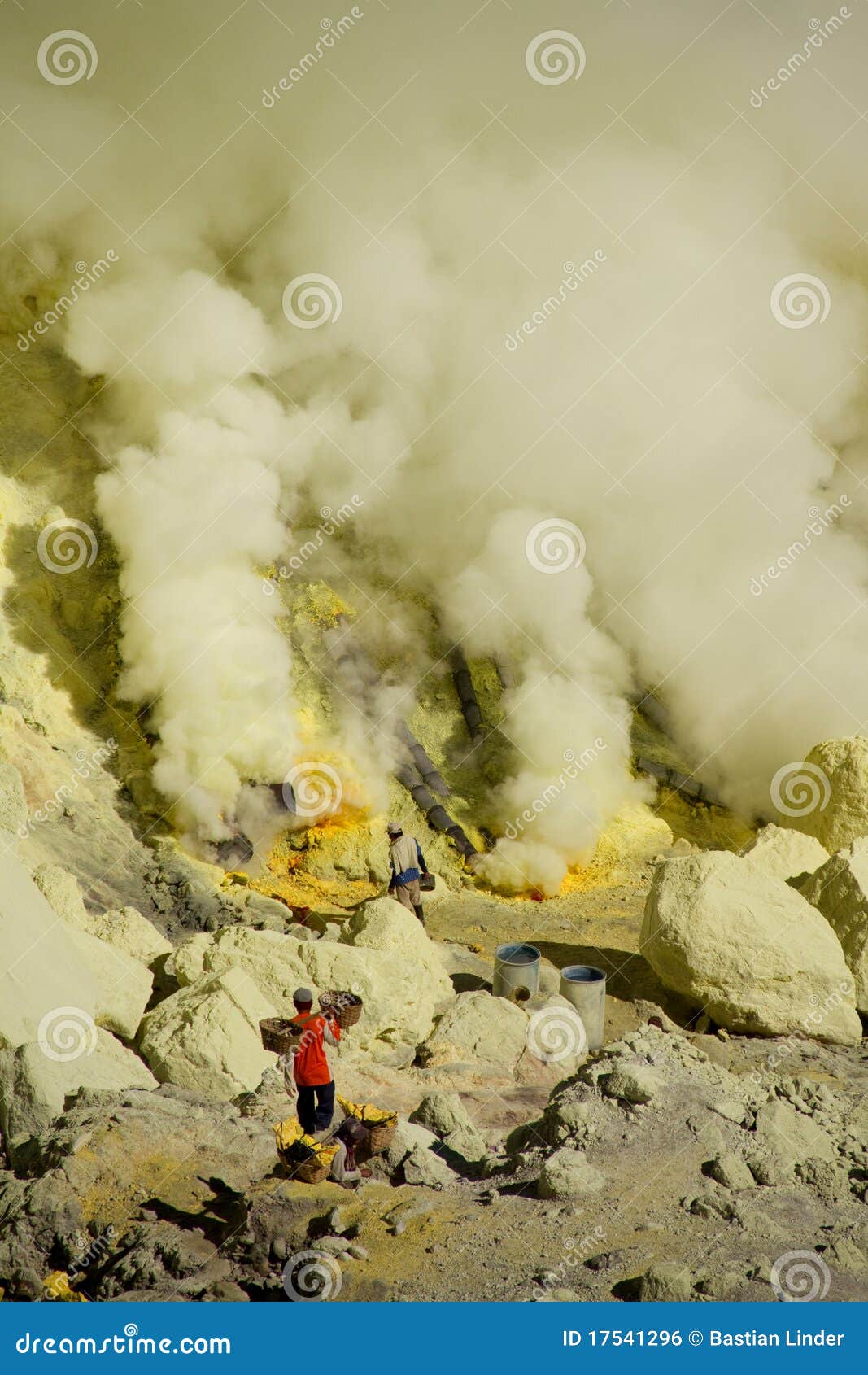 Volcano Ijen. Crater Of A Volcano With A Green Sulfuric Volcanic Lake ...