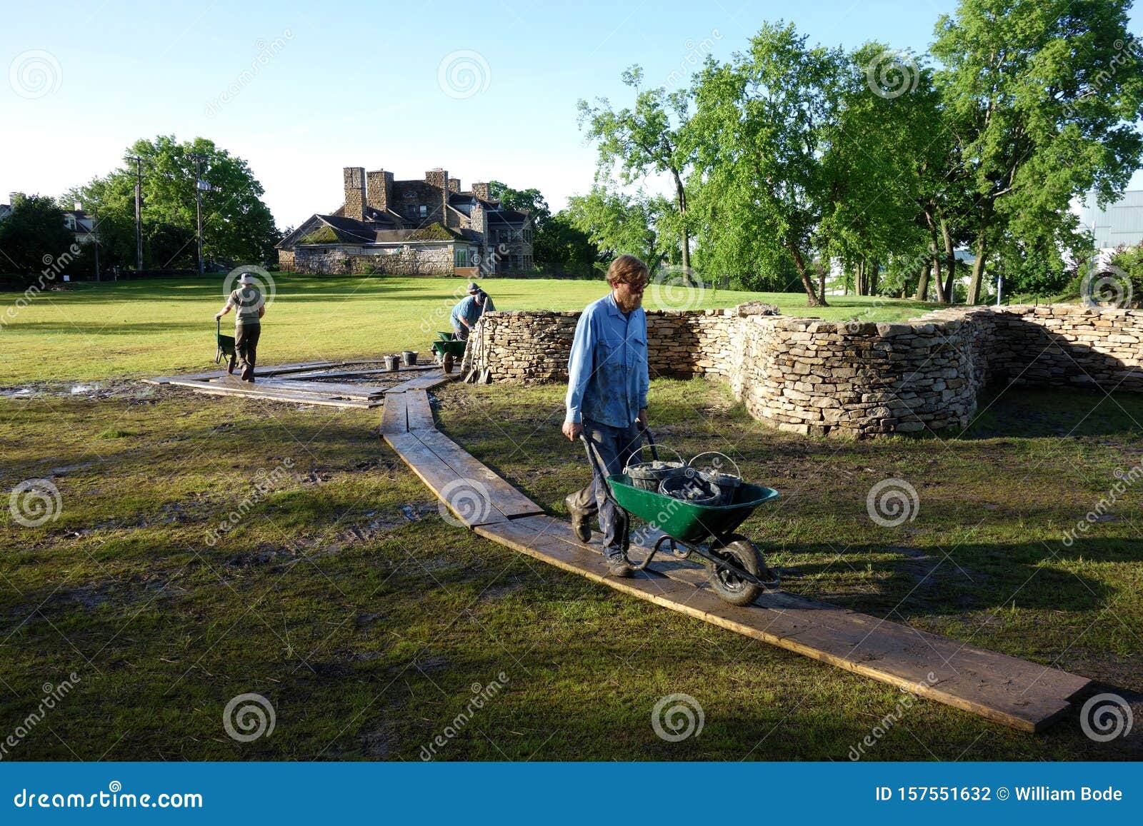 Workers Moving Stone for the Walking Wall Editorial Photography - Image ...