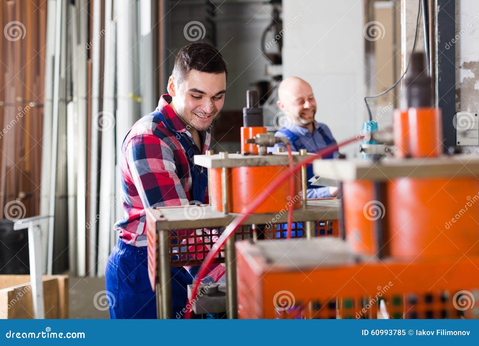 Workers Near Milling Machine Stock Image - Image of polymer, machine ...