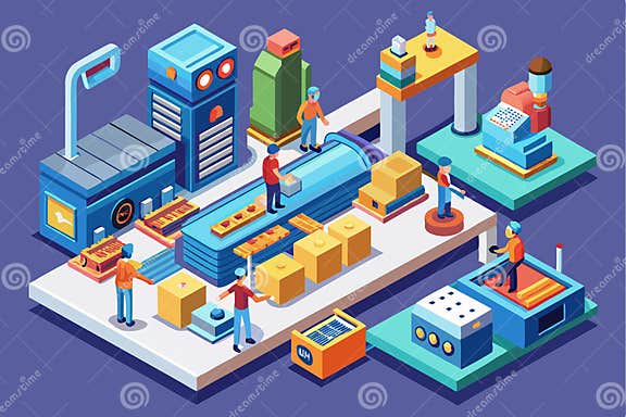 Workers Operate Various Machines in a Customizable Manufacturing ...