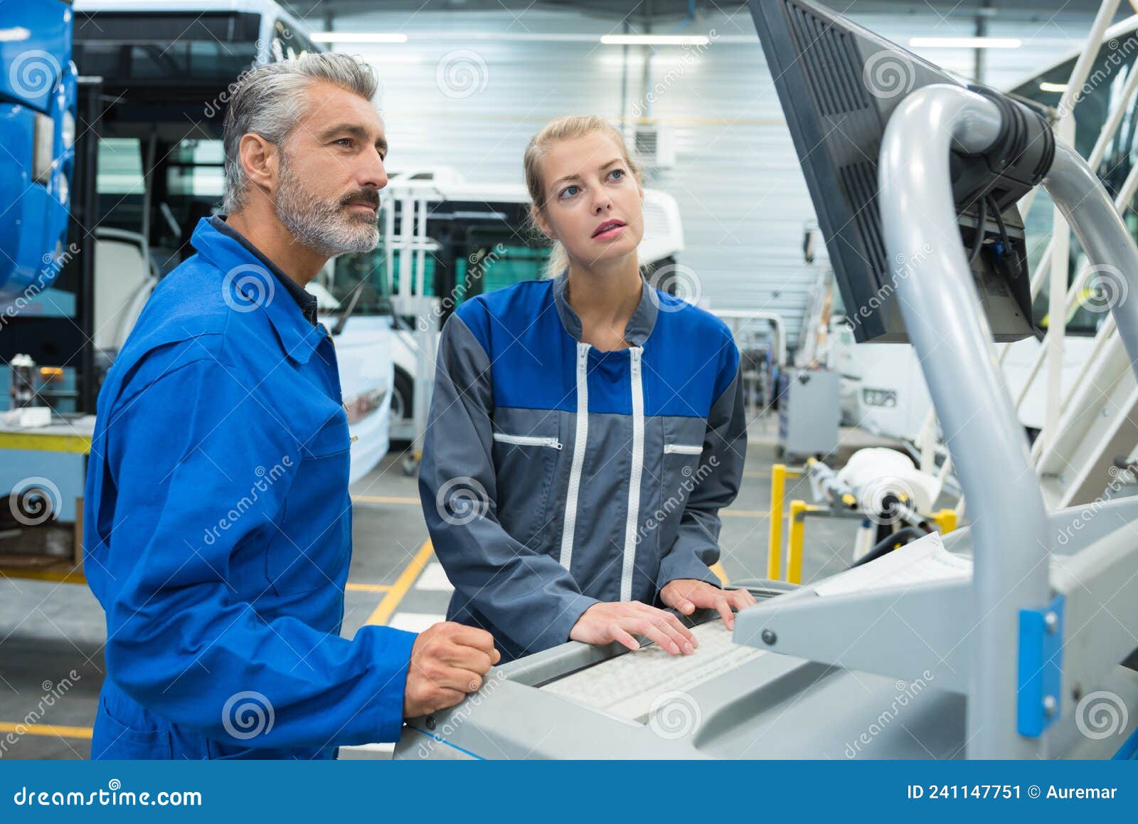 Workers Operating Machine in Factory Stock Image - Image of instrument ...