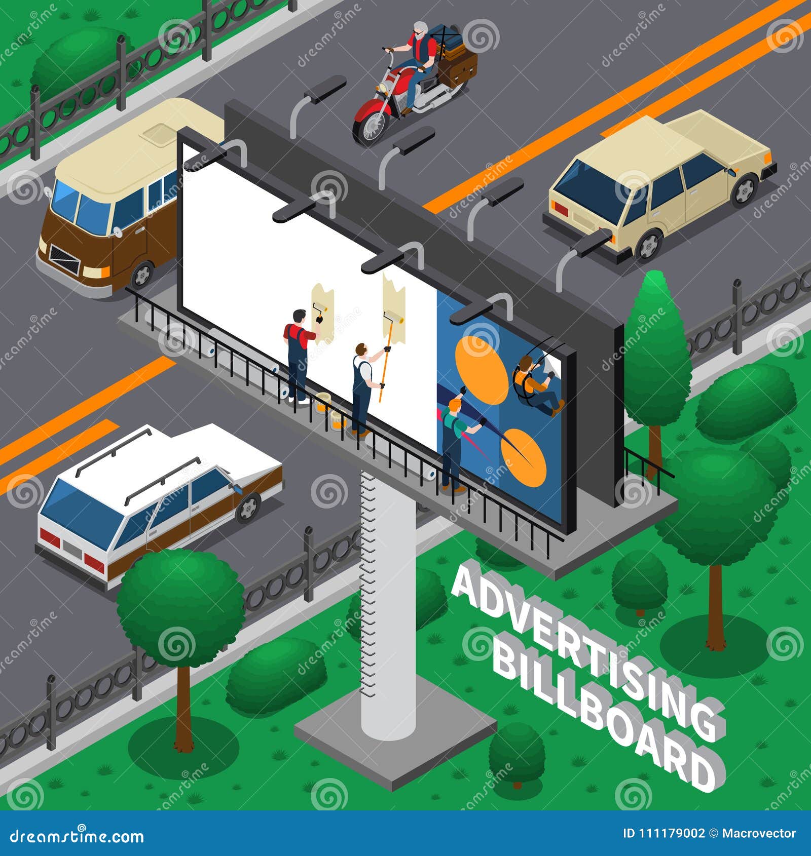 Billboard Isometric. Set Of Different Perspectives Advertising ...