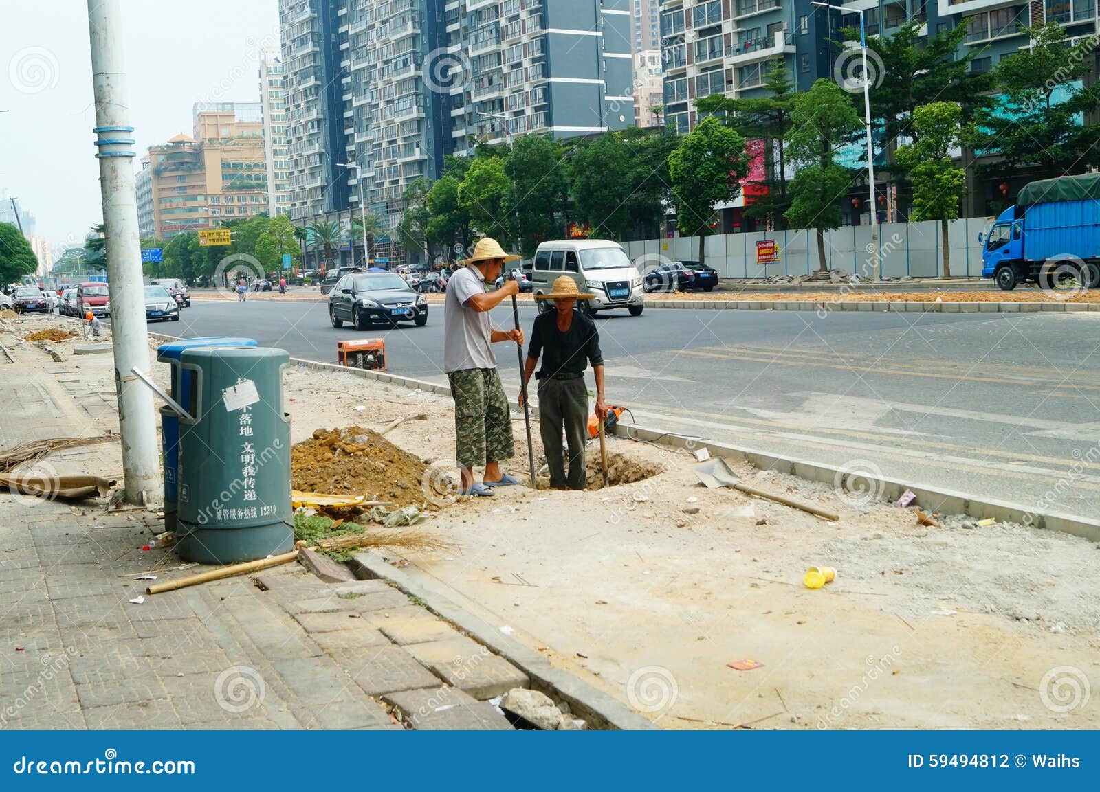 Workers in Pavement Construction Editorial Photography - Image of ...