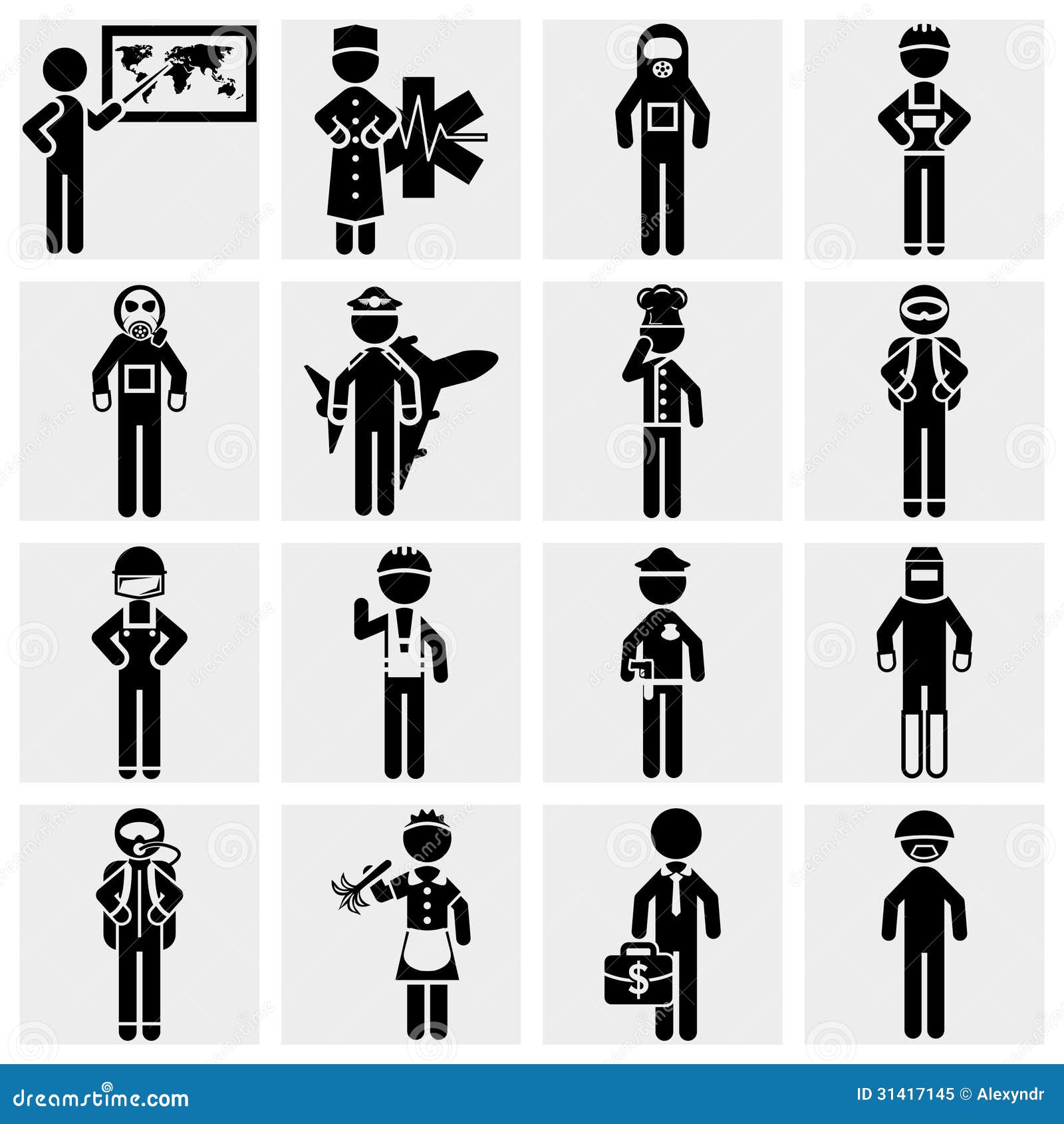 Workers People Vector Icon Set. Doctor, Contractor Stock Vector ...