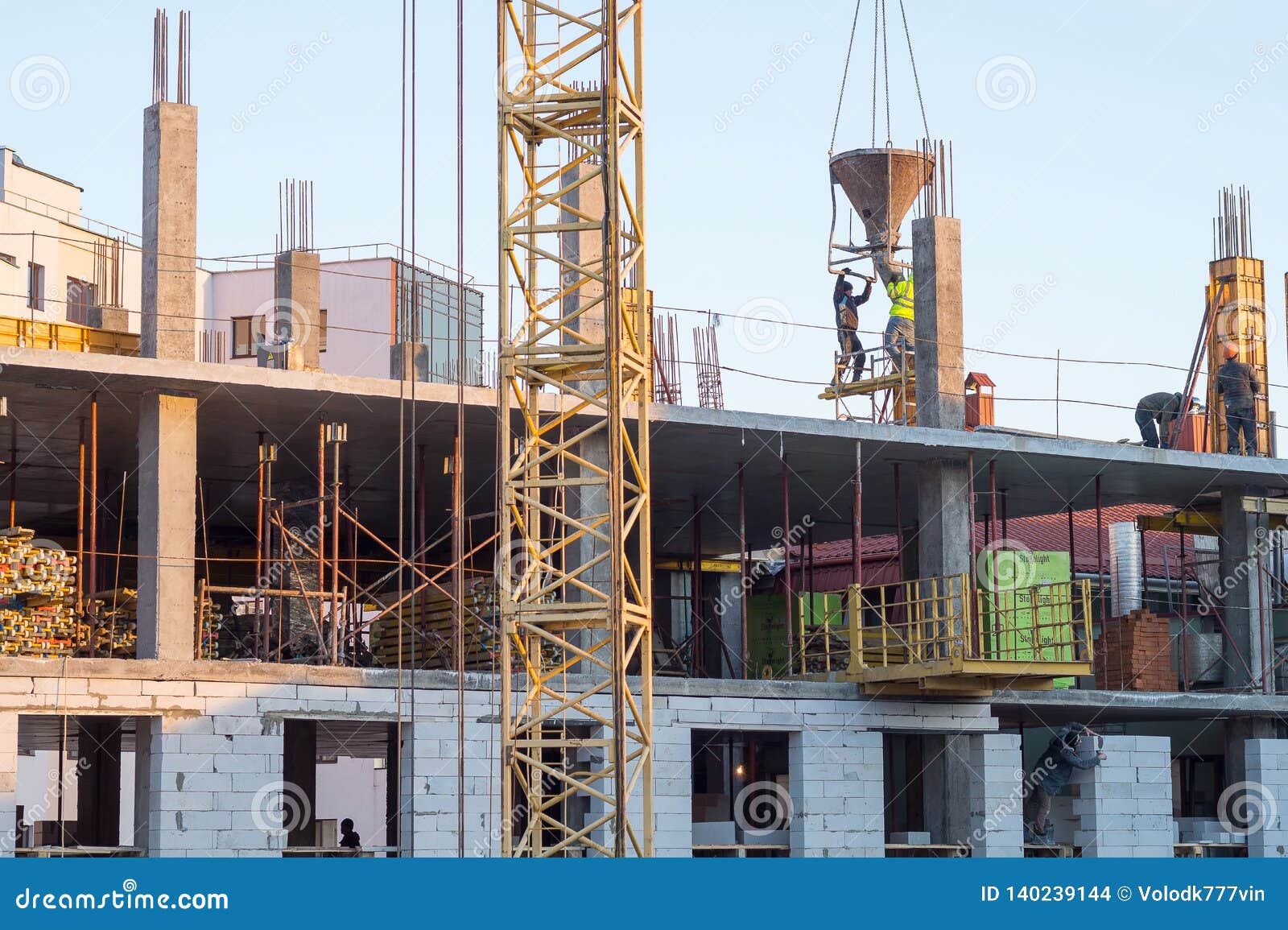 Construction of a Multistory Building. Concrete Work Editorial Stock ...