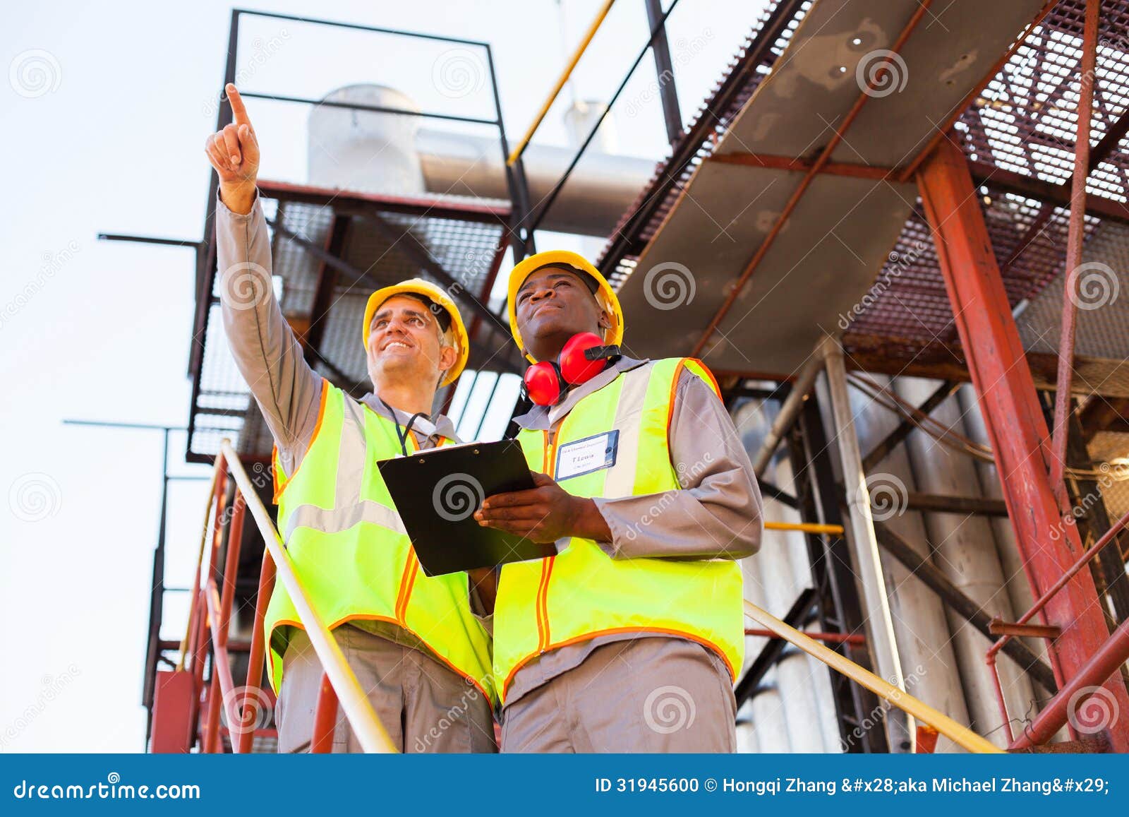 Workers Petrochemical Plant Stock Photo - Image of hardhat, happy: 31945600