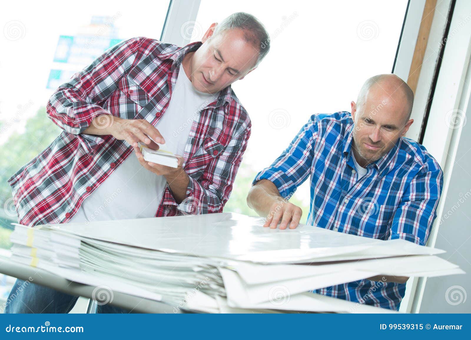 Workers with pile papers stock image. Image of mail, tired - 99539315