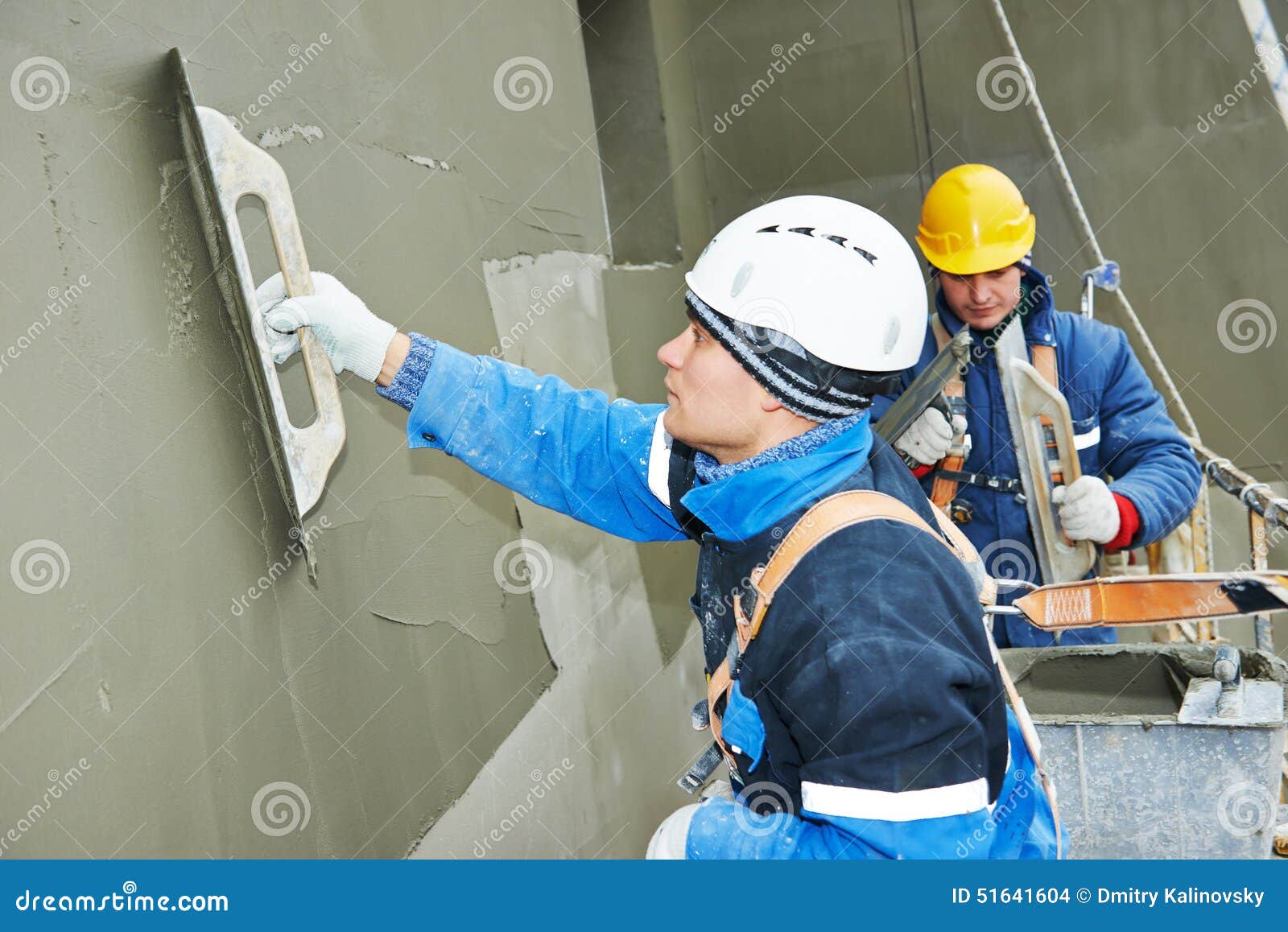 Workers at Plastering Facade Work Stock Photo - Image of industry ...
