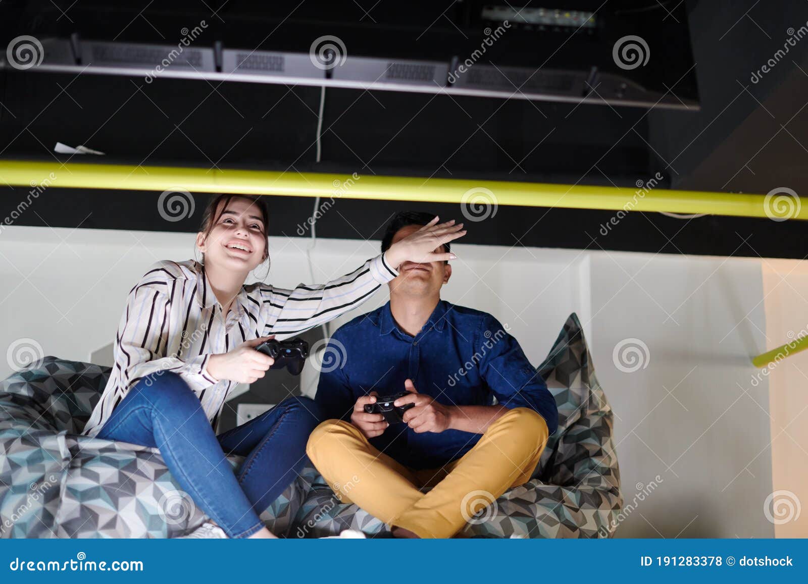 Workers Playing Computer Games Stock Photo - Image of partnership ...