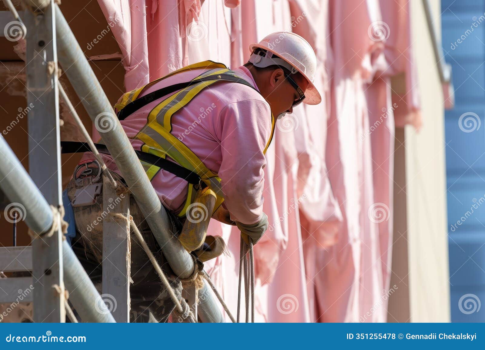 Workers Practicing Safety Measures while Performing Tasks on ...