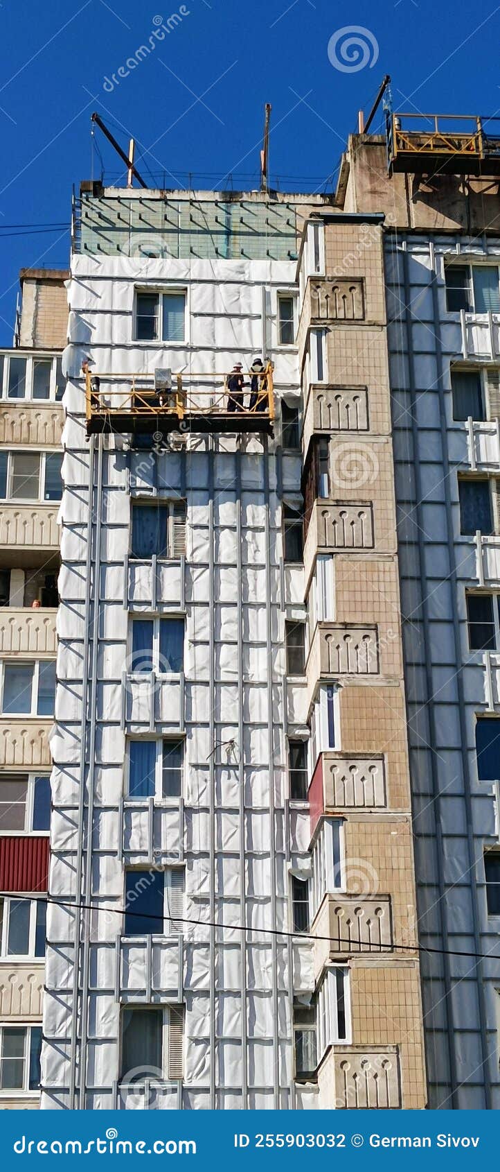Workers are Preparing a Wall for Cladding the Facade Editorial ...