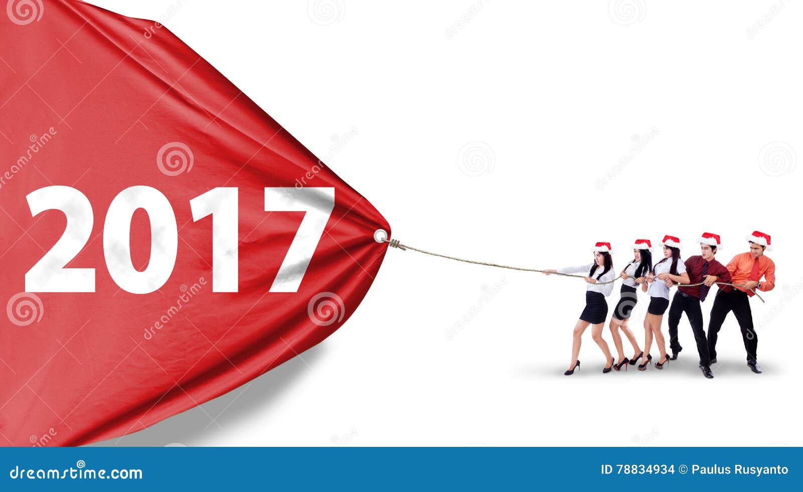 Workers Pulling Number 2017 in Studio Stock Photo - Image of partner ...