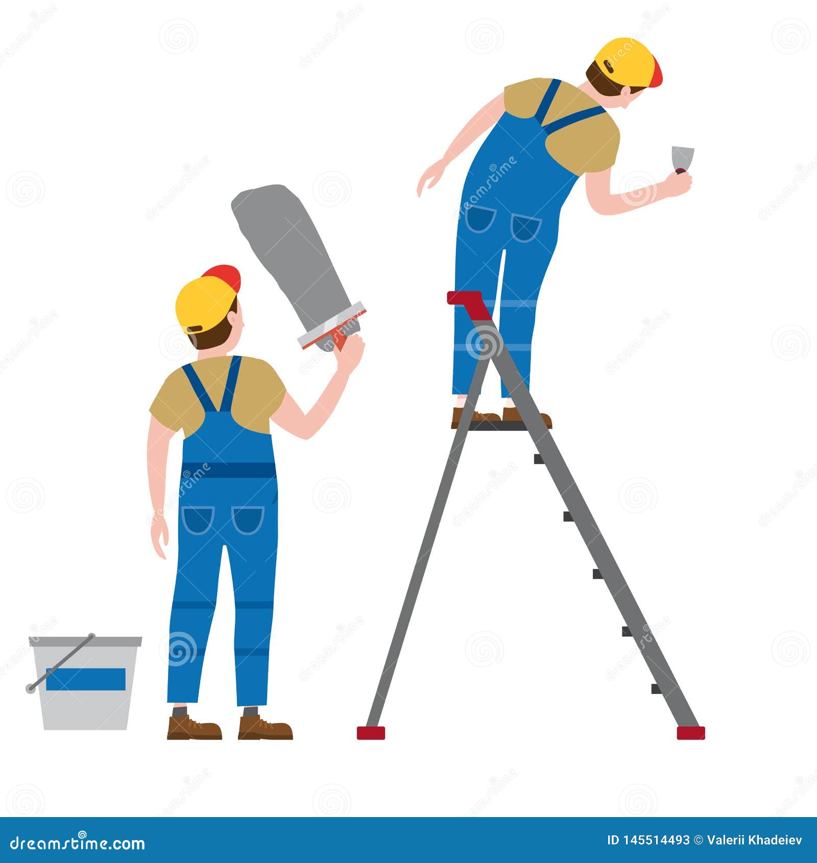 Workers Put Plaster, Installing Gypsum Plasterboard Panels In The ...