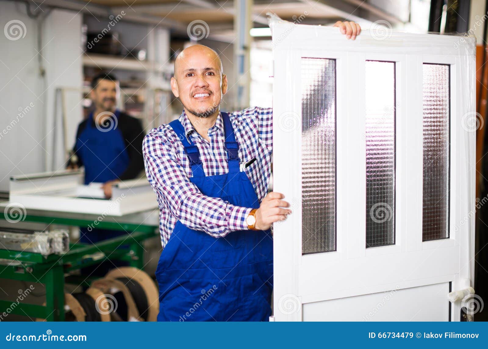 Workers with PVC Windows and Doors Stock Image - Image of finished ...