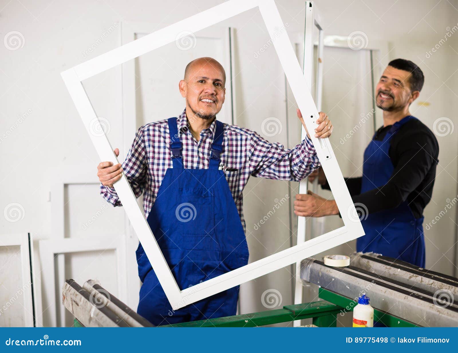 Workers with PVC Windows and Doors Stock Photo - Image of inventory ...
