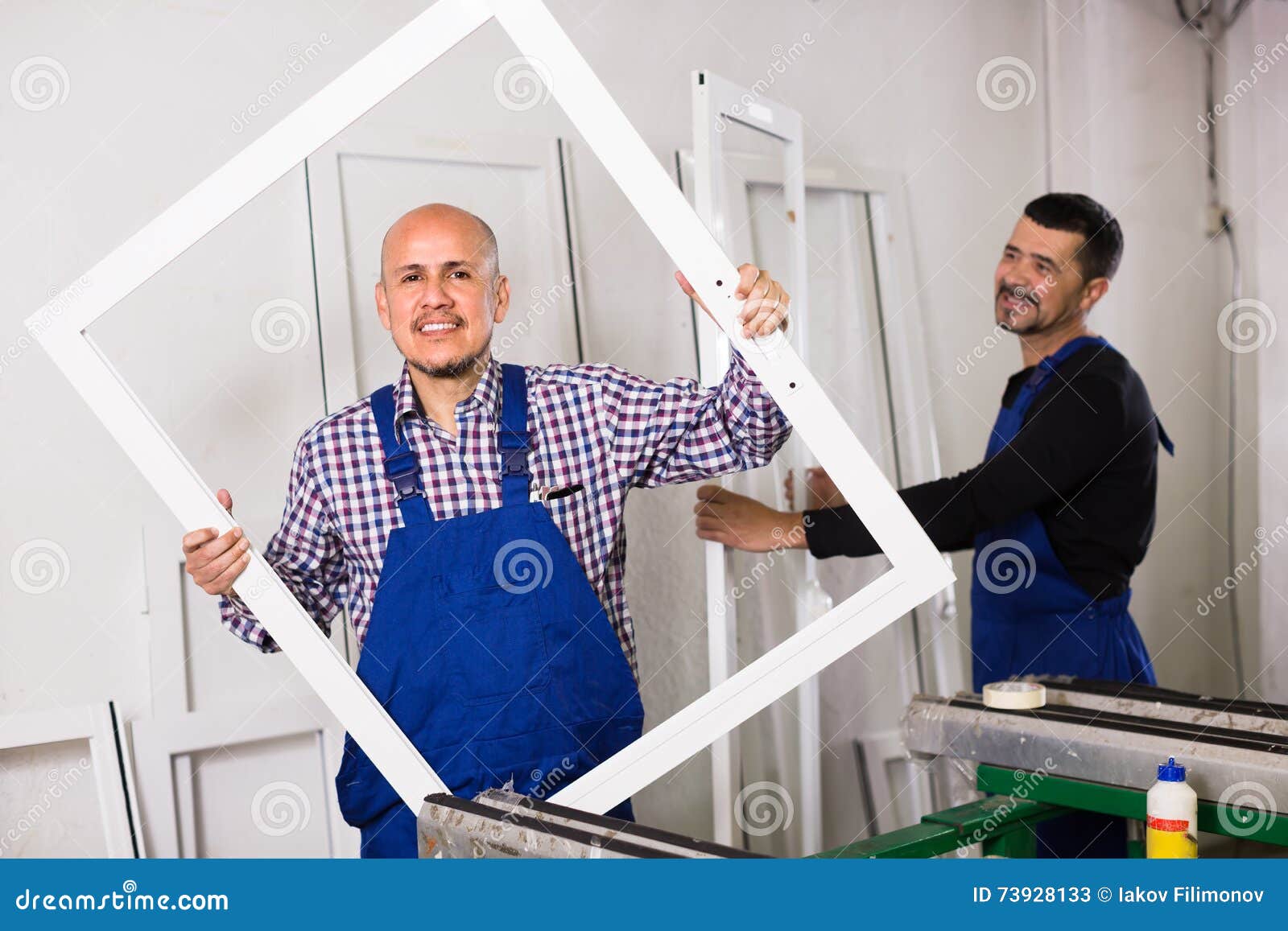 Workers with PVC Windows and Doors Stock Image - Image of show, door ...