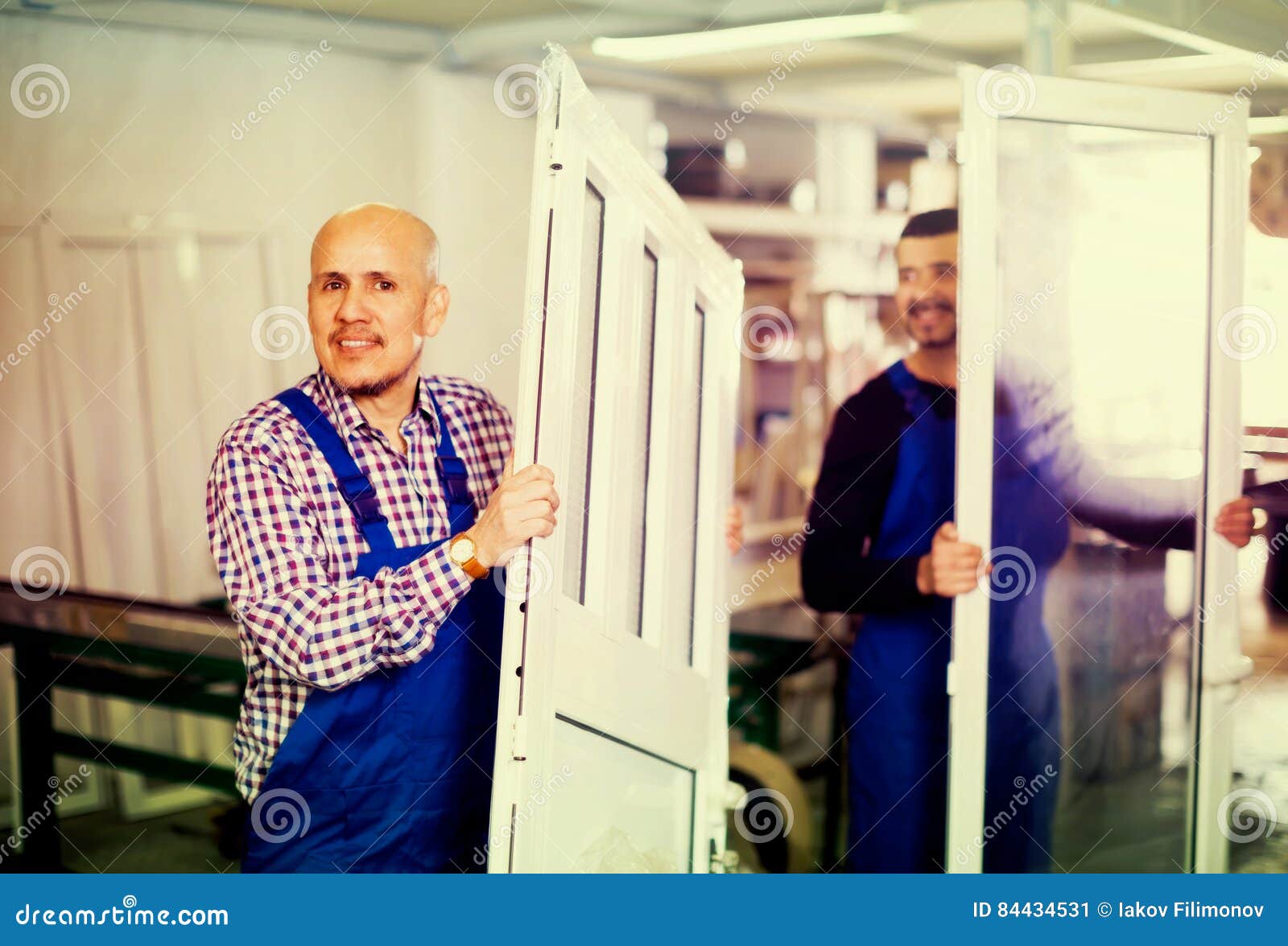 Workers with PVC Windows and Doors Stock Image - Image of doors, frames ...