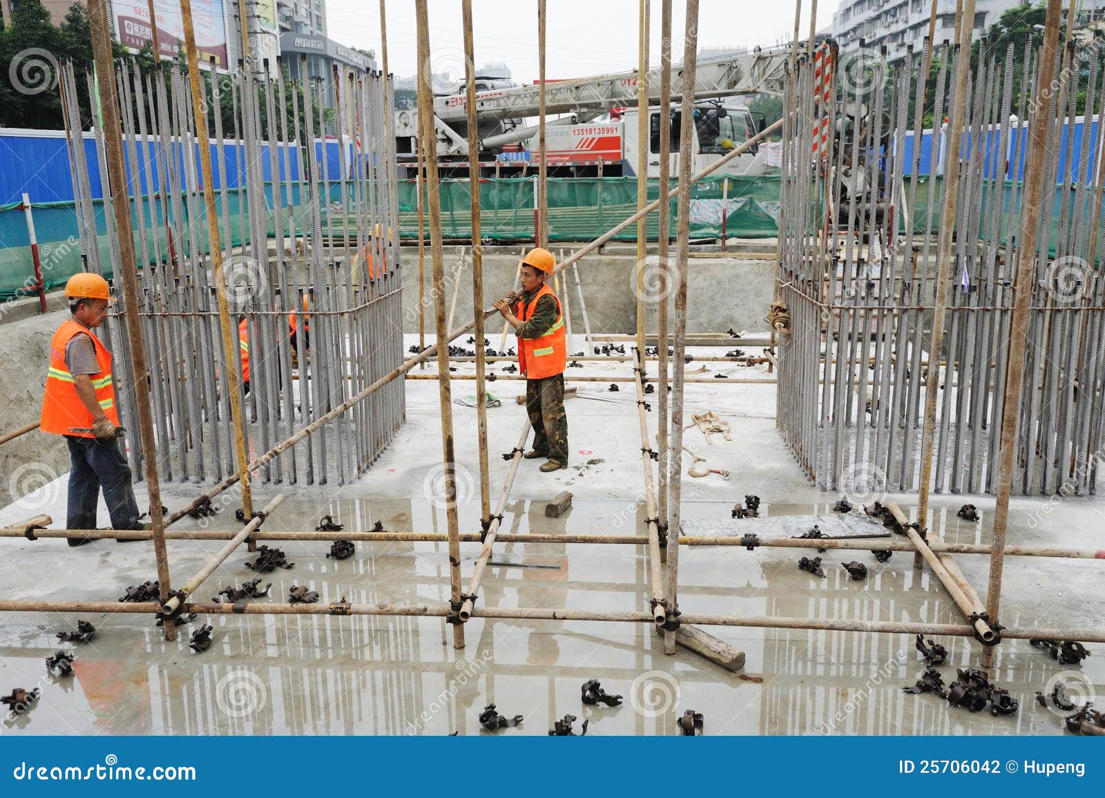 Concrete Pile In Formwork Frame For Construct Stormwater And ...