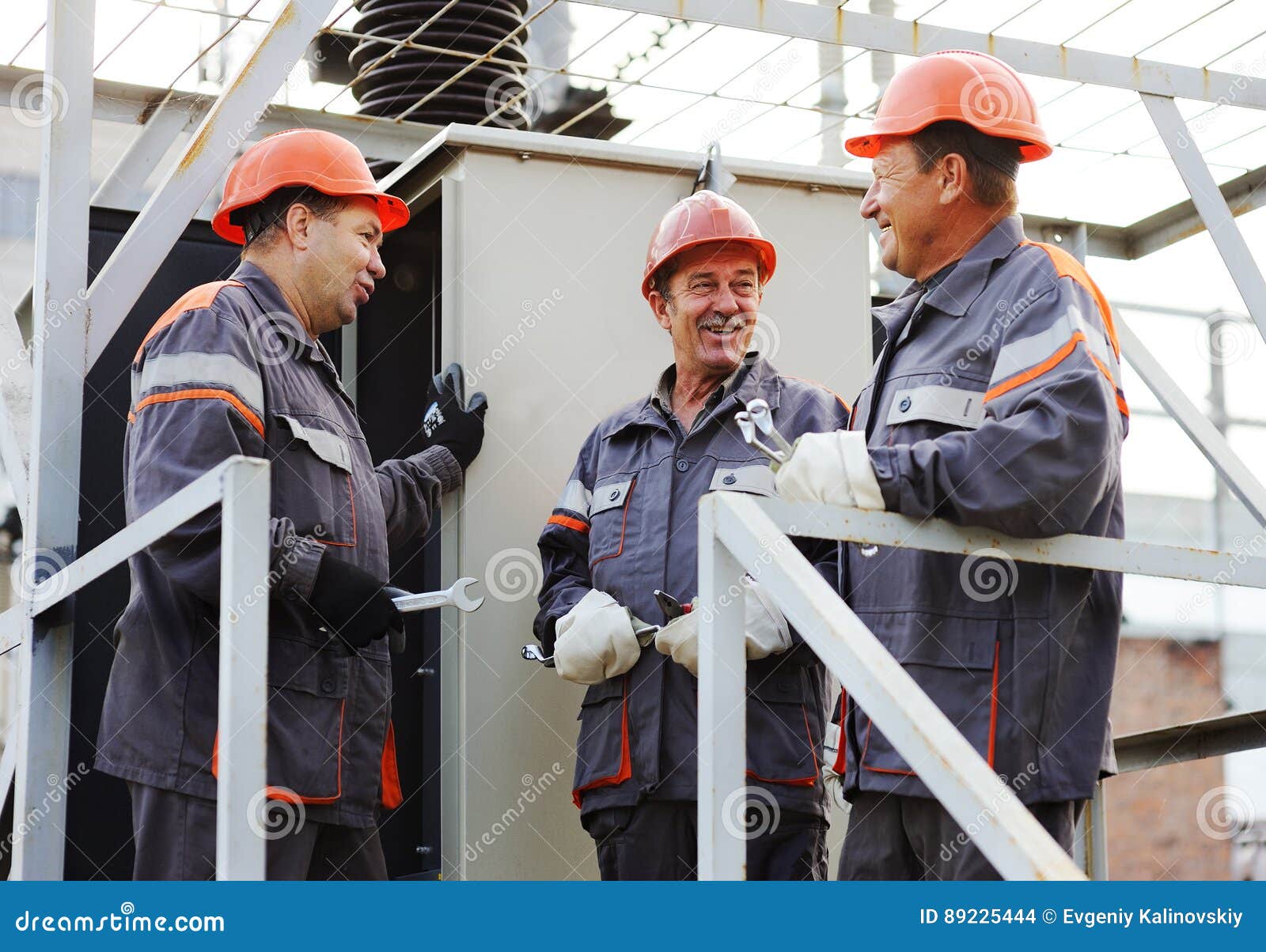 Workers Repairing Power Transformer Stock Photo - Image of people ...