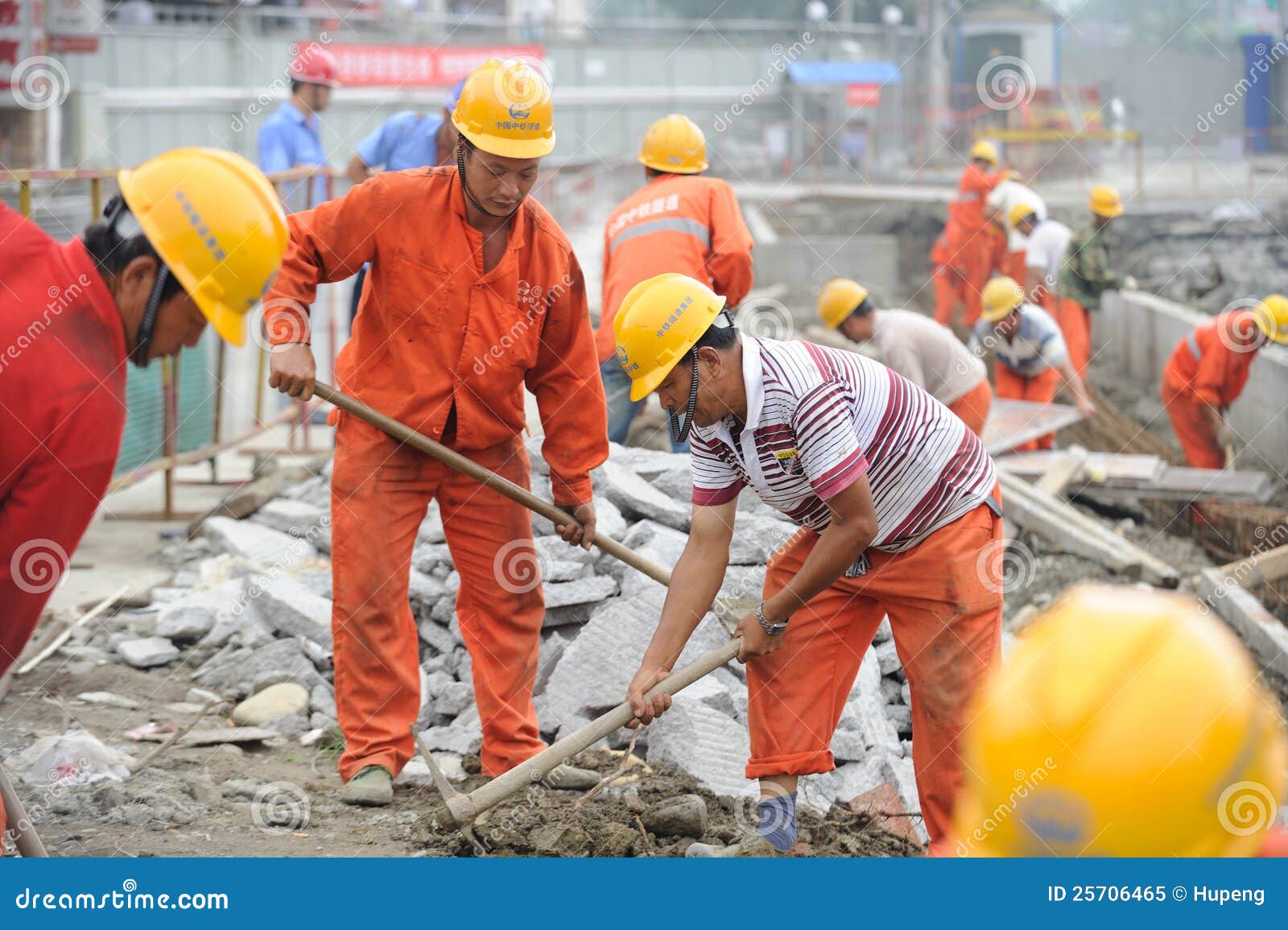 Workers are repairing road editorial image. Image of building - 25706465