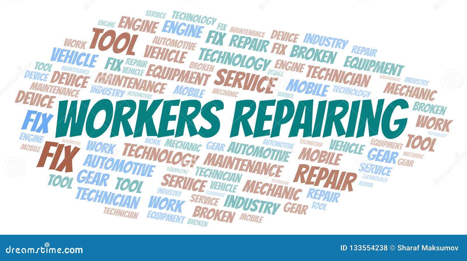 Workers Repairing Word Cloud Stock Illustration - Illustration of white ...