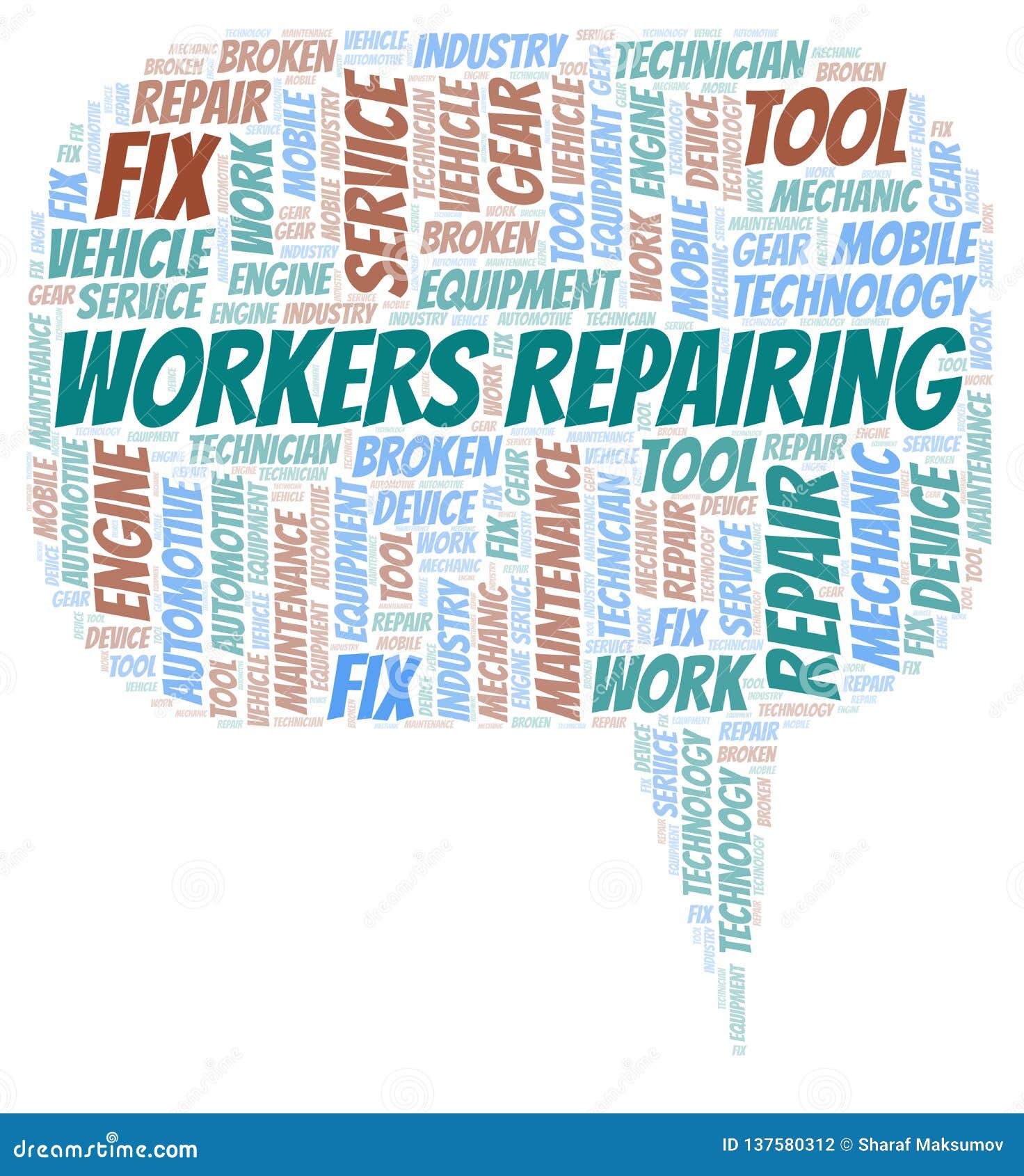 Workers Repairing Word Cloud Stock Illustration - Illustration of ...