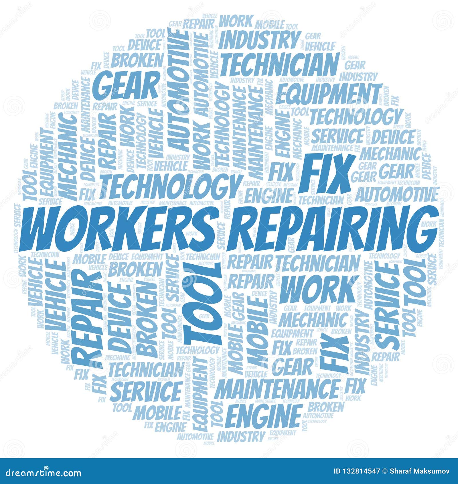 Workers Repairing Word Cloud Stock Illustration - Illustration of ...