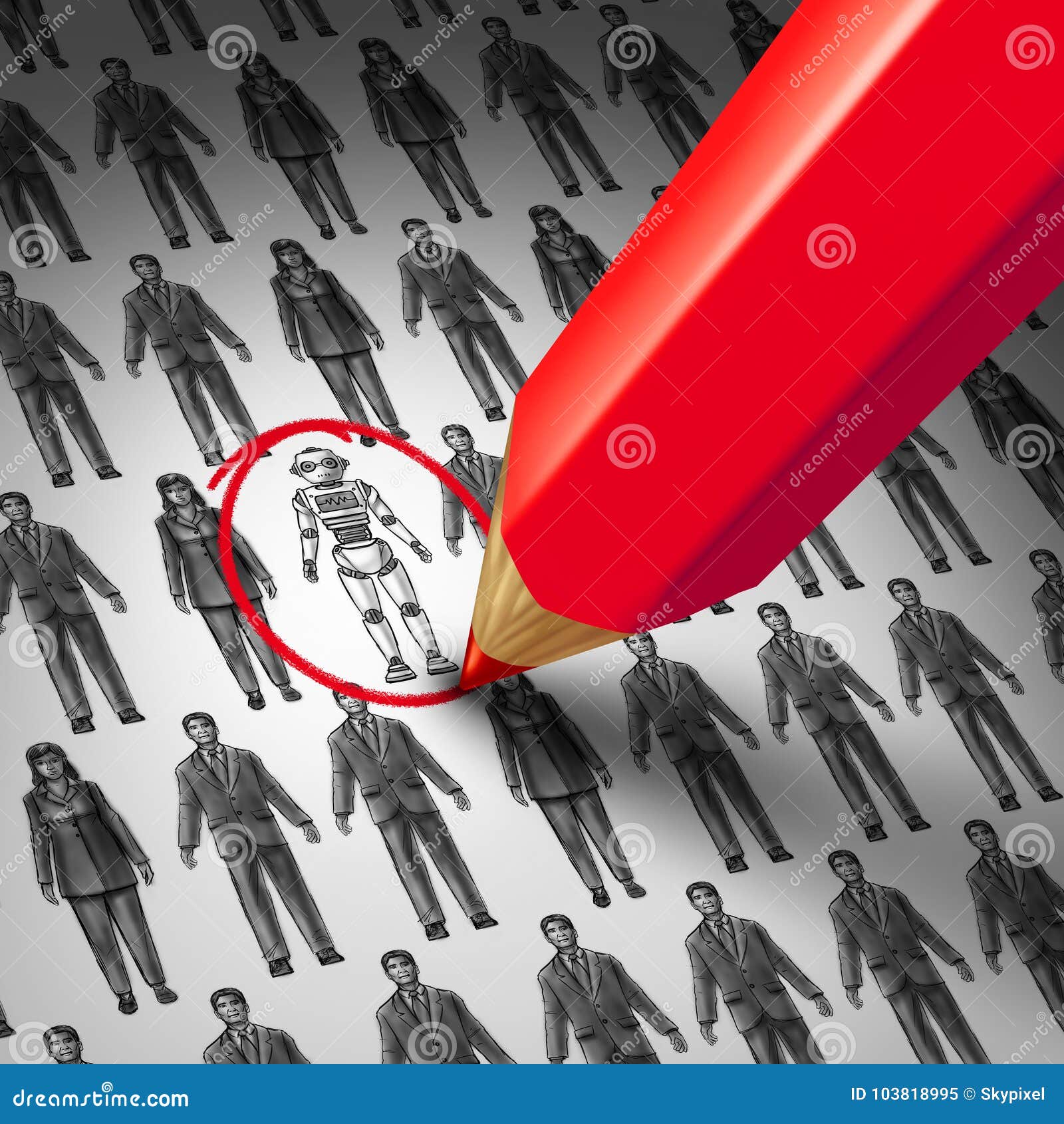 Workers replaced by robots stock illustration. Illustration of robotic ...