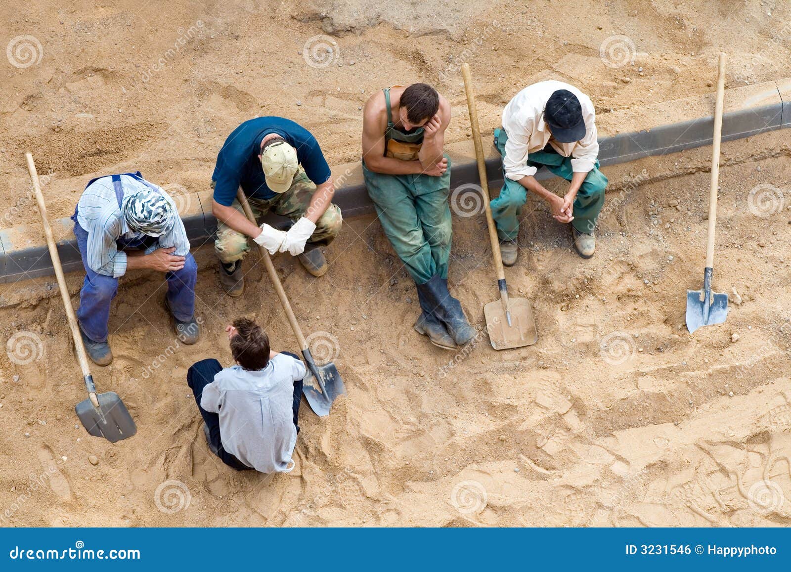 Workers on the rest stock photo. Image of idleness, shovel - 3231546