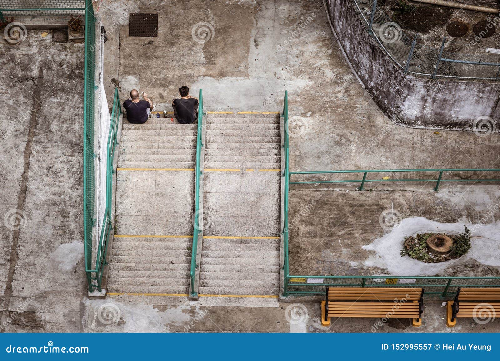 Workers Resting on a Staircase in Spare Time Stock Image - Image of ...