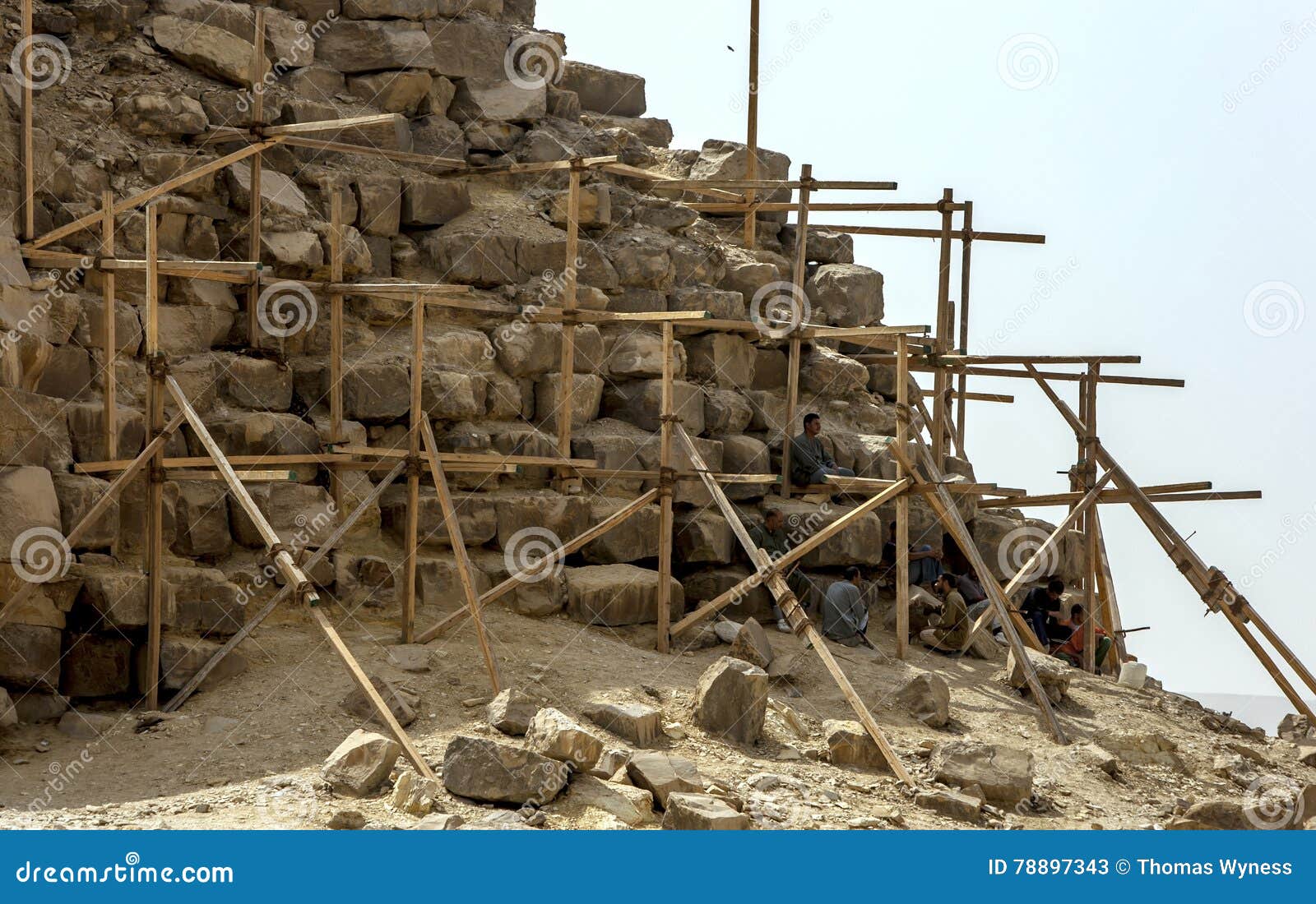 Workers Restoring a Corner Section of the Bent Pyramid at Dahshur in ...