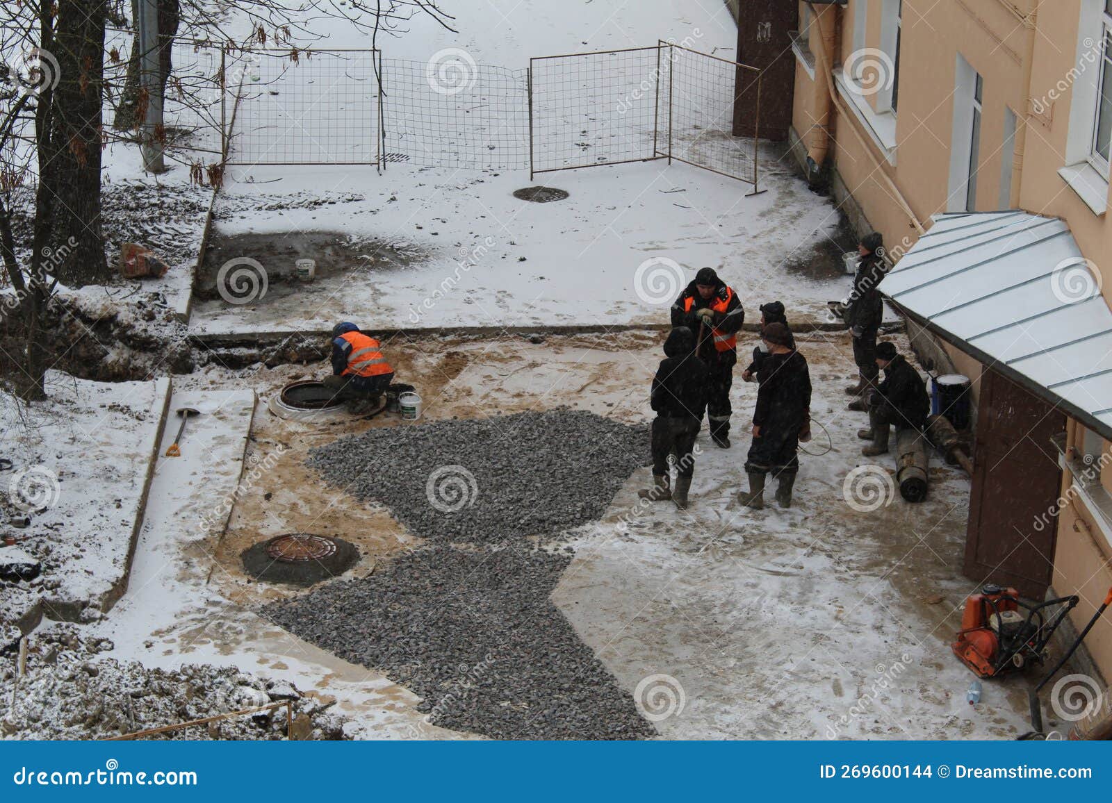 Workers on a Road Construction, Industry and Teamwork Editorial Stock ...