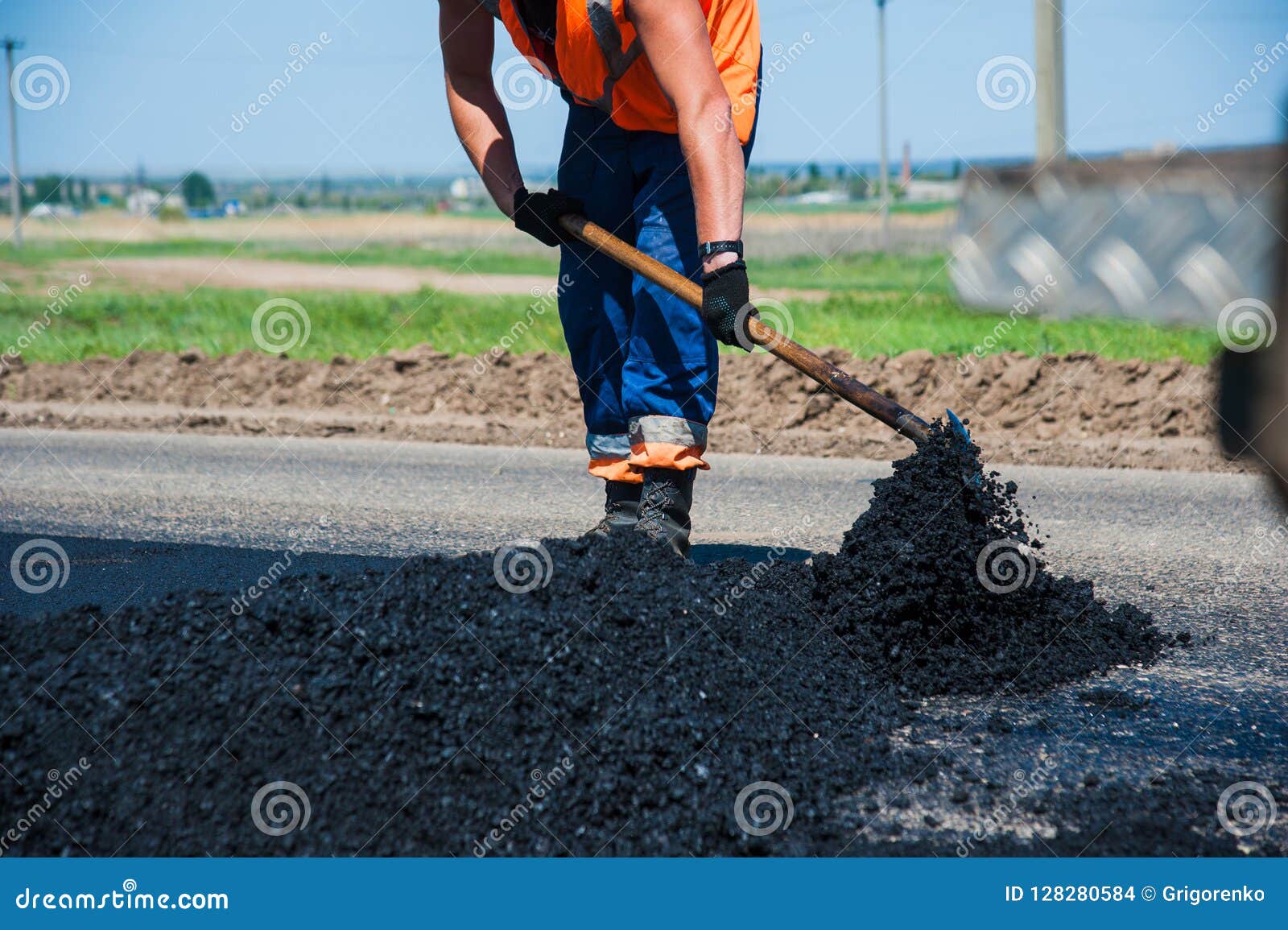 Workers on a Road Construction Stock Photo - Image of highway ...